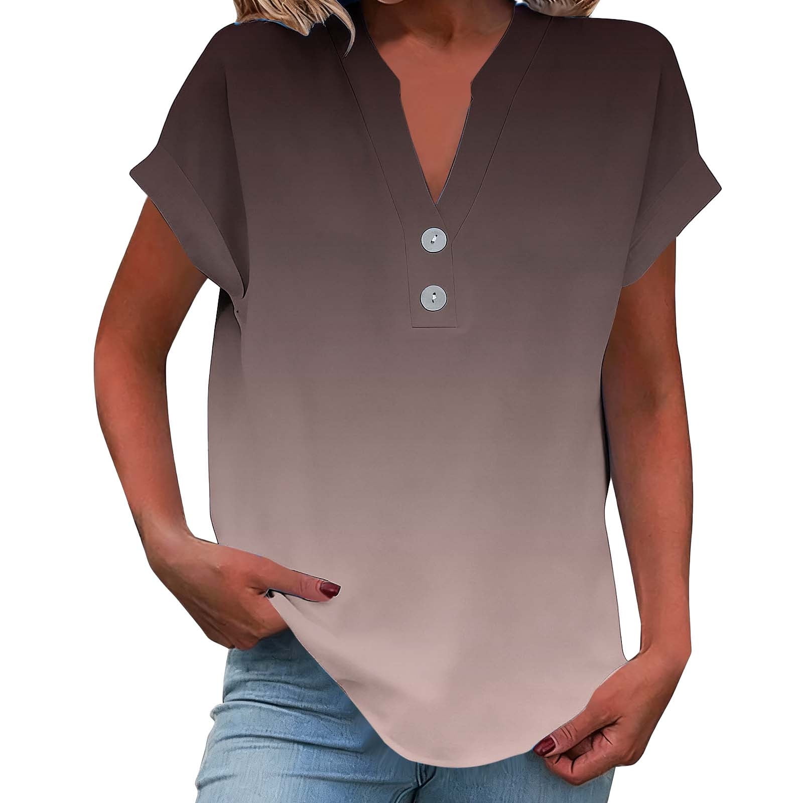 Linen Tops for Women Trendy Summer Short Sleeve Cotton Shirts Loose ...