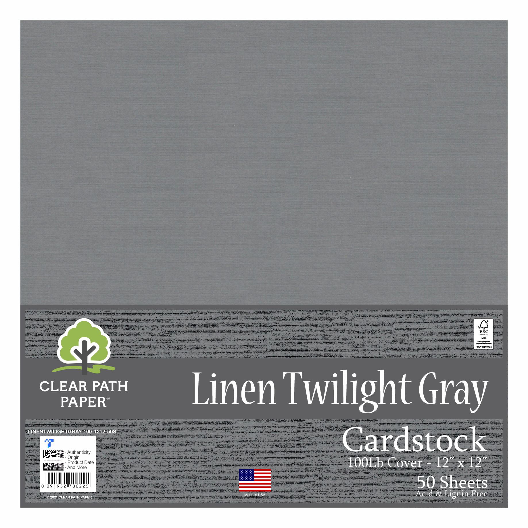 Linen Twilight Gray Cardstock - 12 x 12 inch - 100Lb Cover - 50 Sheets ...