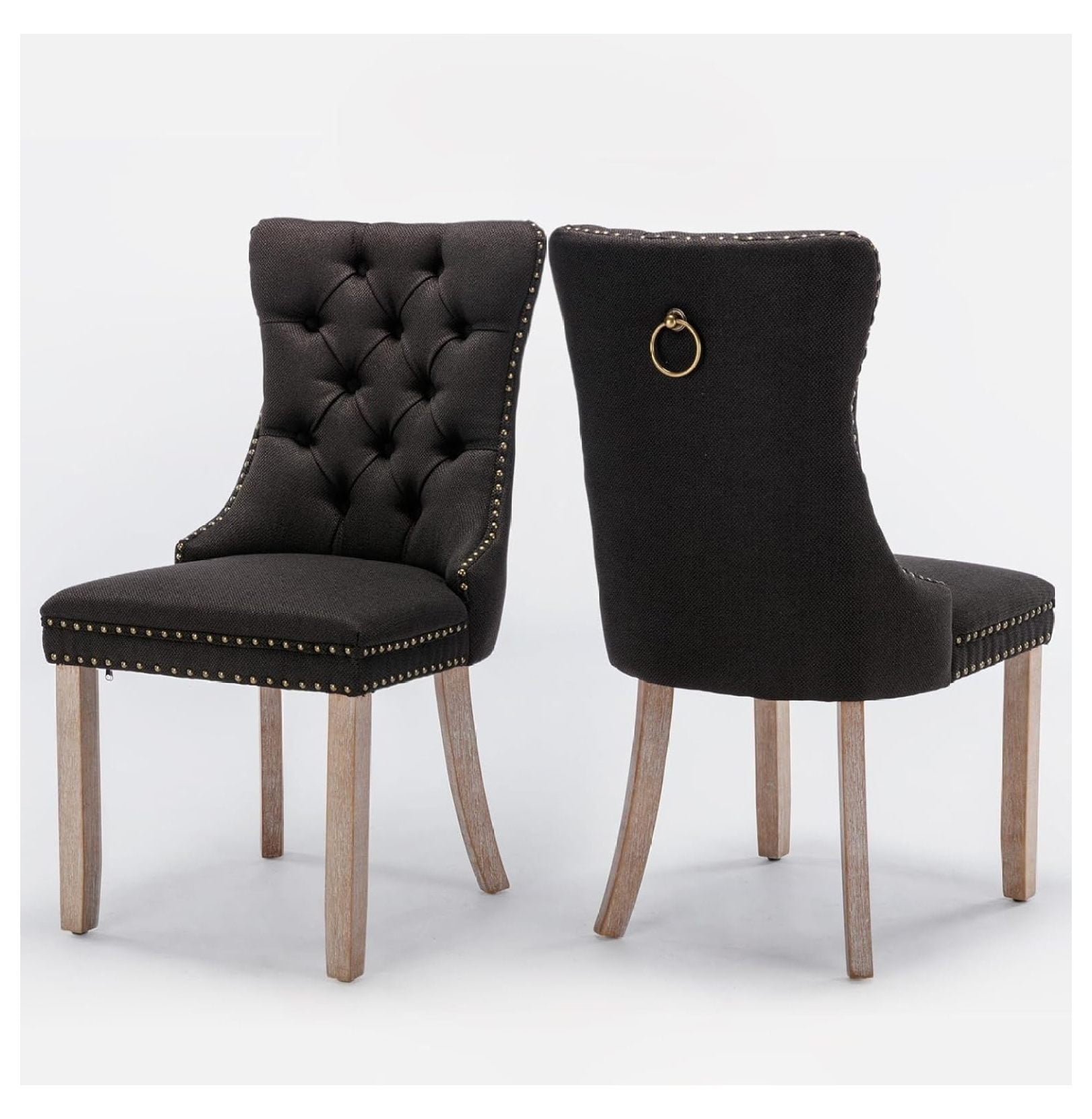 Linen Upholstered Dining Chairs Set of 2, Modern Kitchen Side Chairs ...