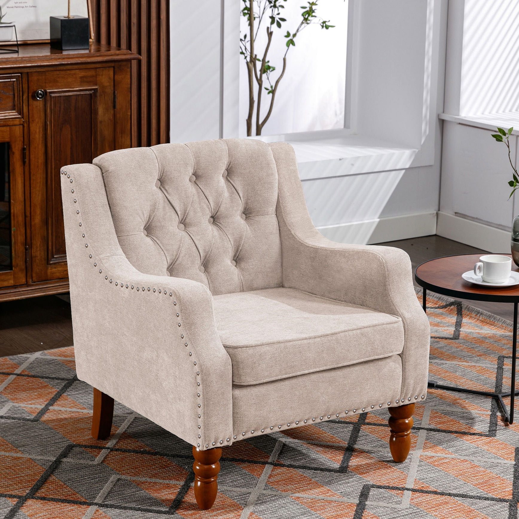 Linen Upholstered - Handmade Rivets & Easy Installation - Living Room ...