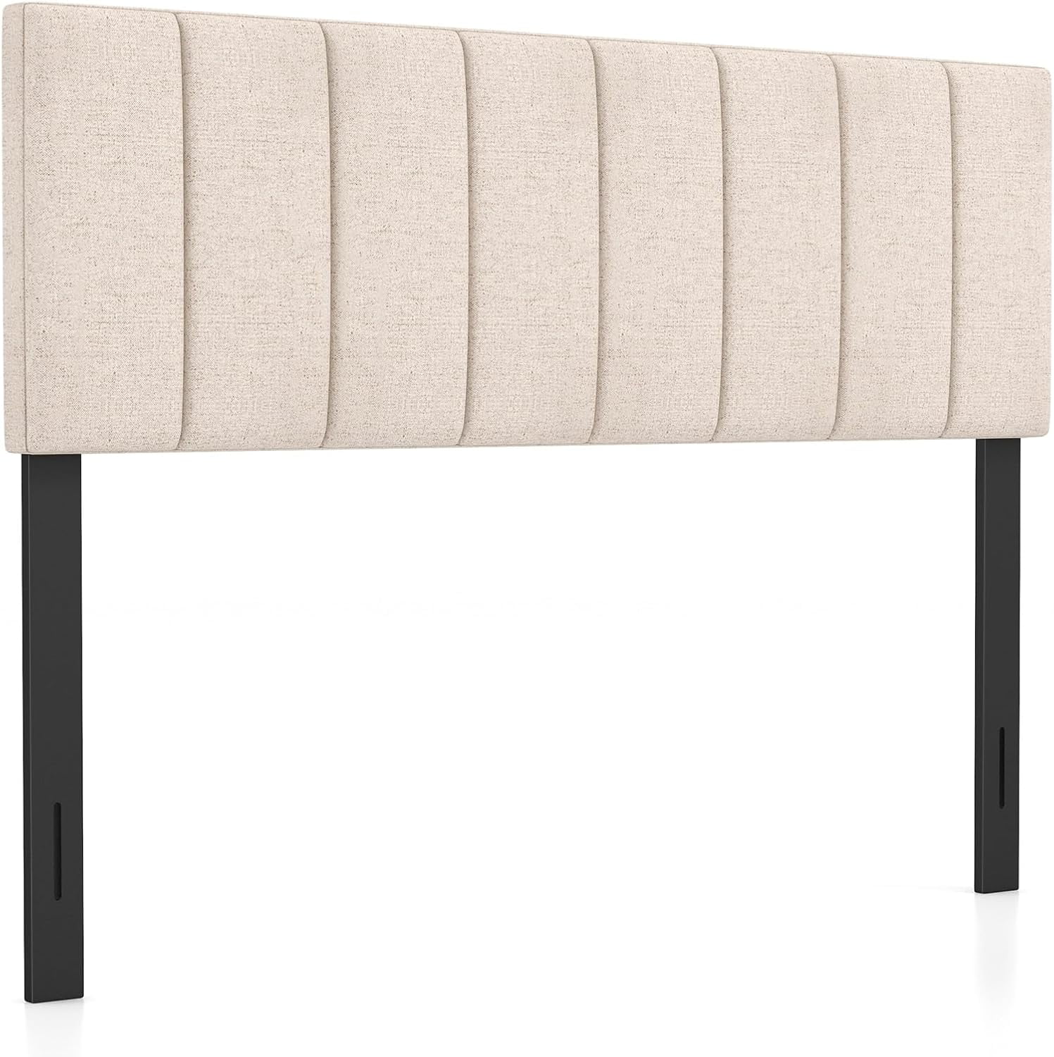 Linen Upholstered Headboard, Adjustable Width Vertical Channel Tufting ...
