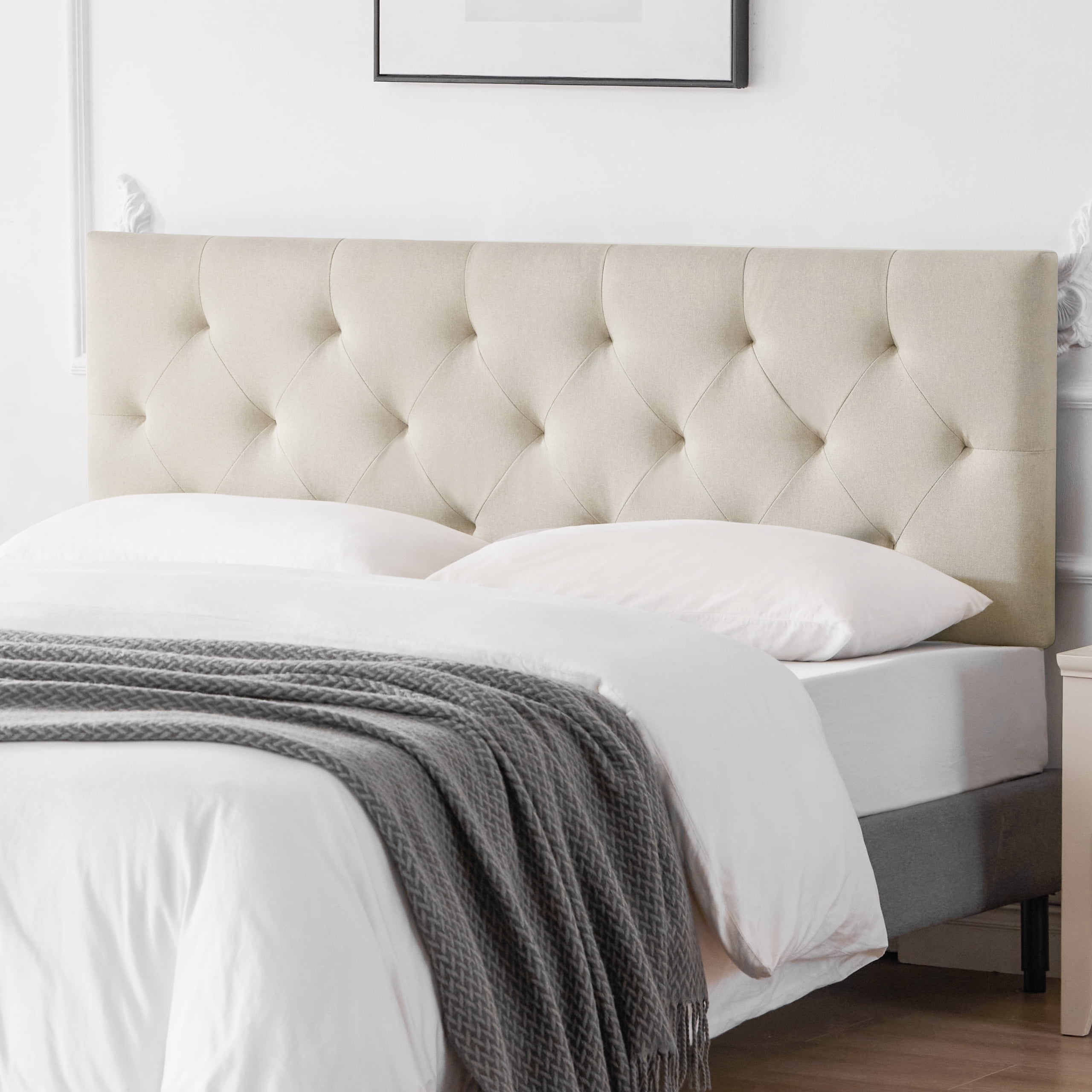 Weture Linen Upholstered King Size Headboard, Modern Diamond Tufting ...