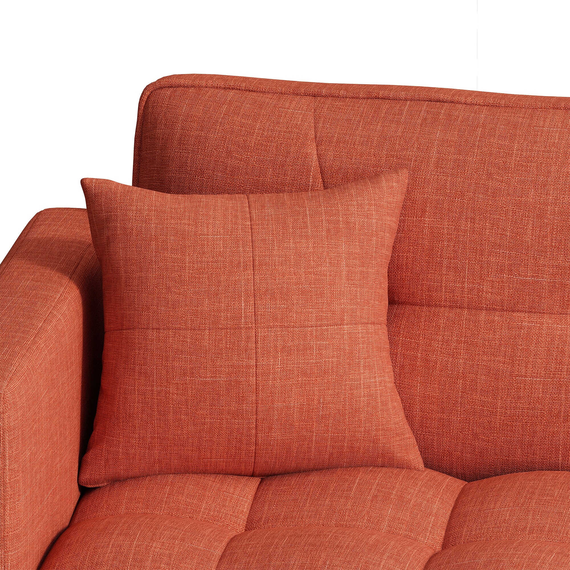 Linen Upholstered Modern Convertible Folding Futon Sofa Bed Orange ...