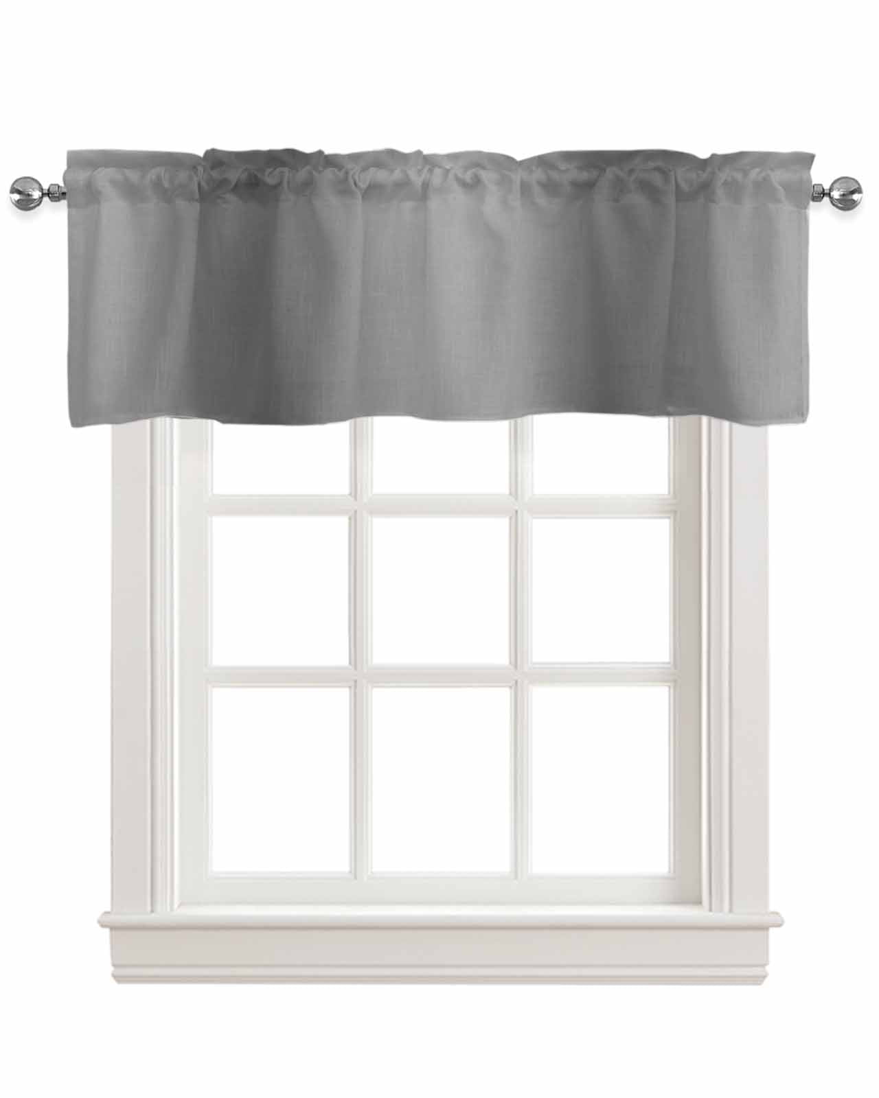 Linen Valance for Windows Ombre Gray Kitchen Curtain Valances Rod ...