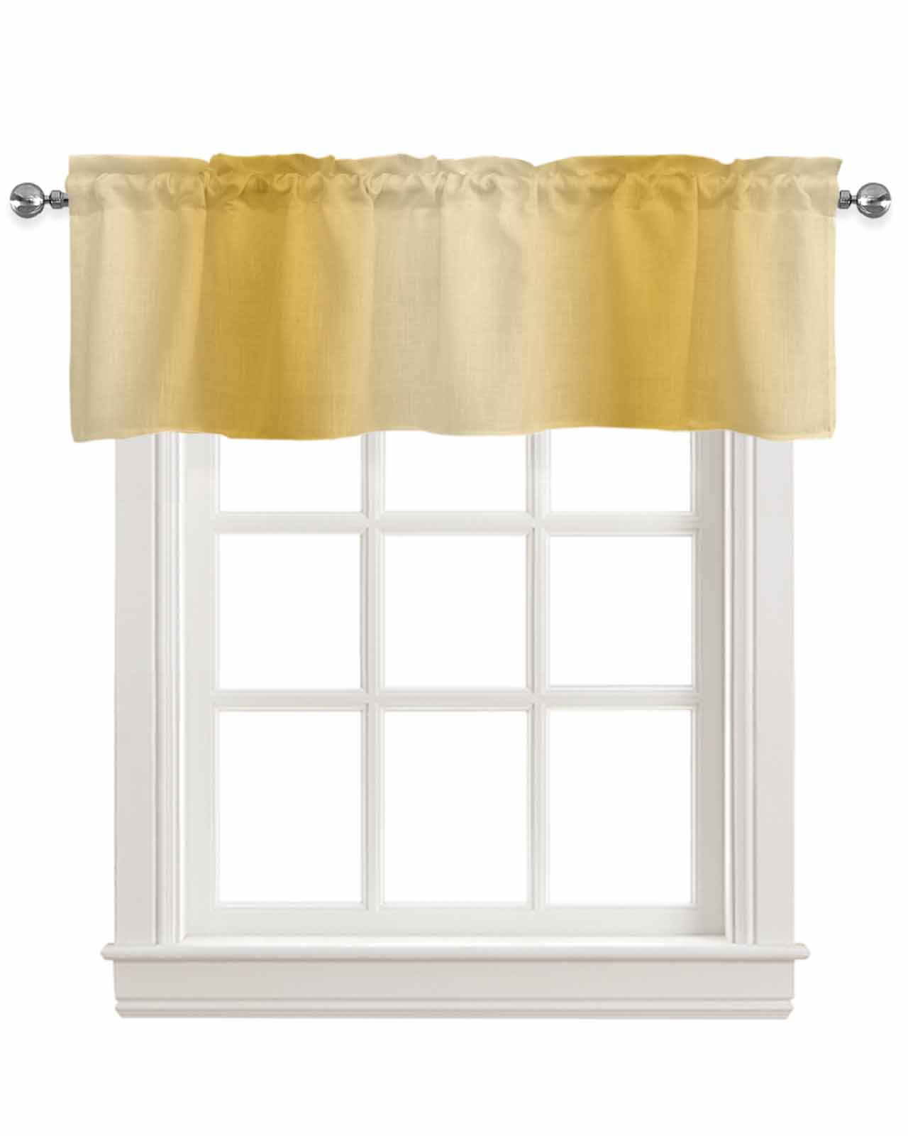 Linen Valance for Windows Yellow Kitchen Curtain Valances Rod Pocket ...