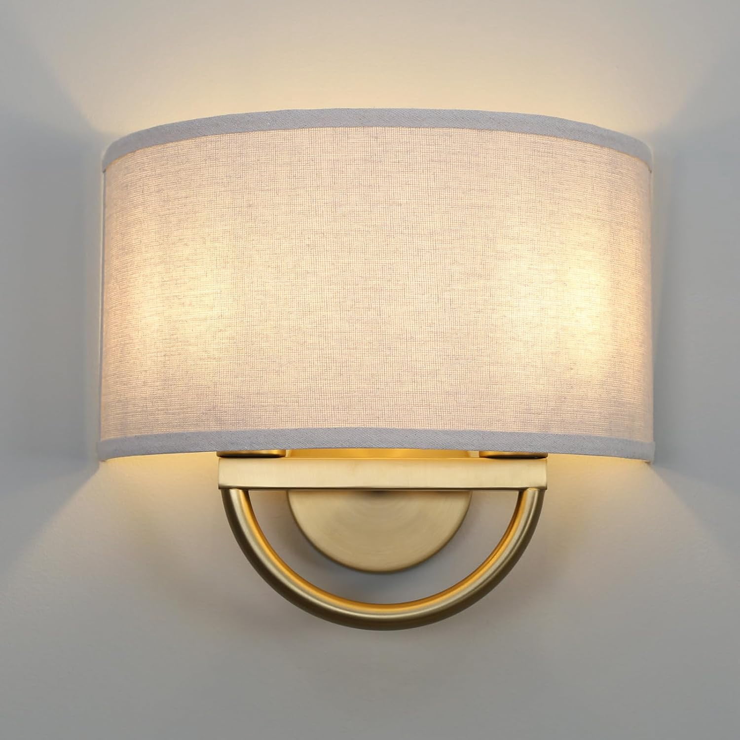 Linen Wall Sconce Indoor Night Bedside Fixture, 2-Light Dual Vintage ...