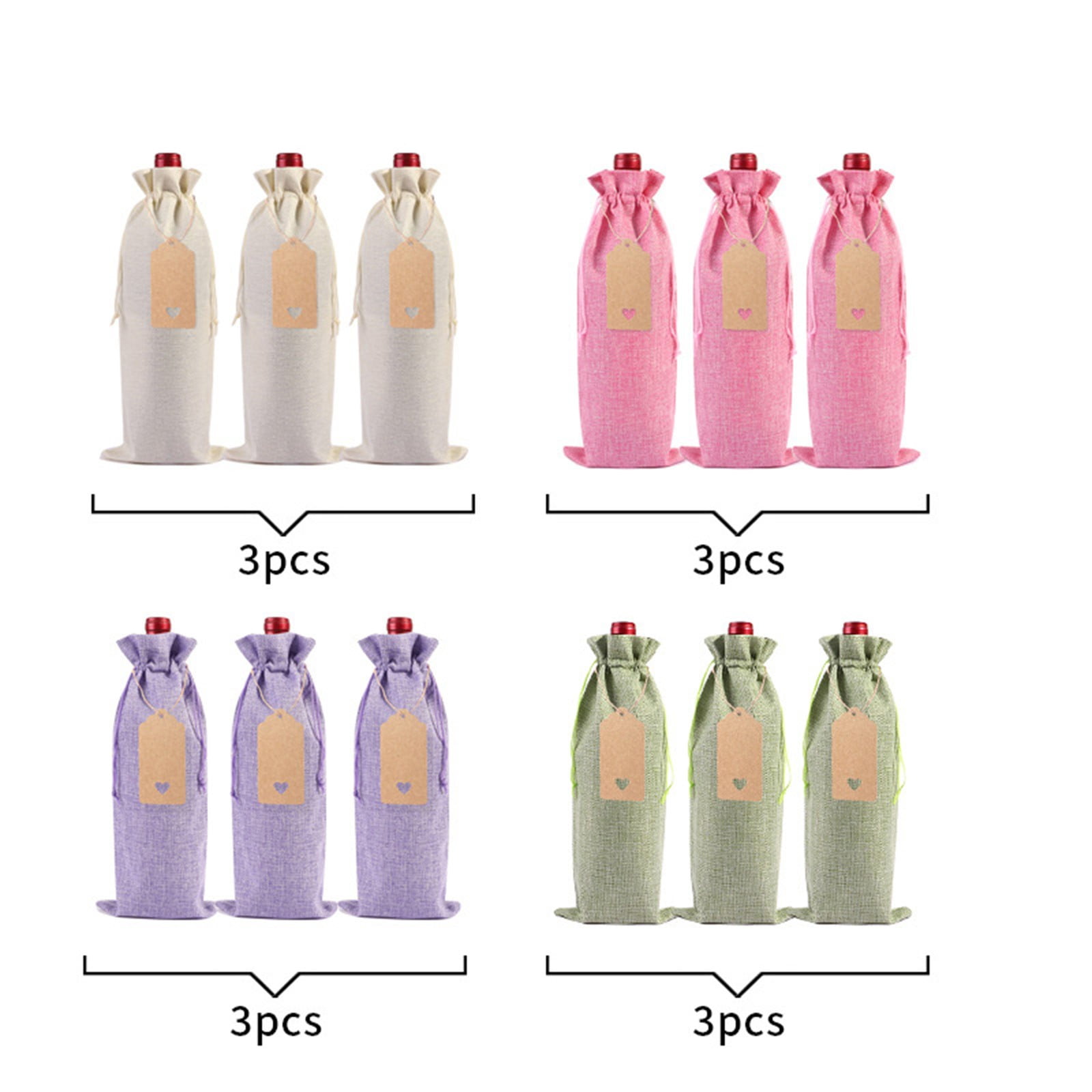 Linen Wine Bottle Bag Set Wine Bottle Set Linen Tag Red Wine Packaging ...