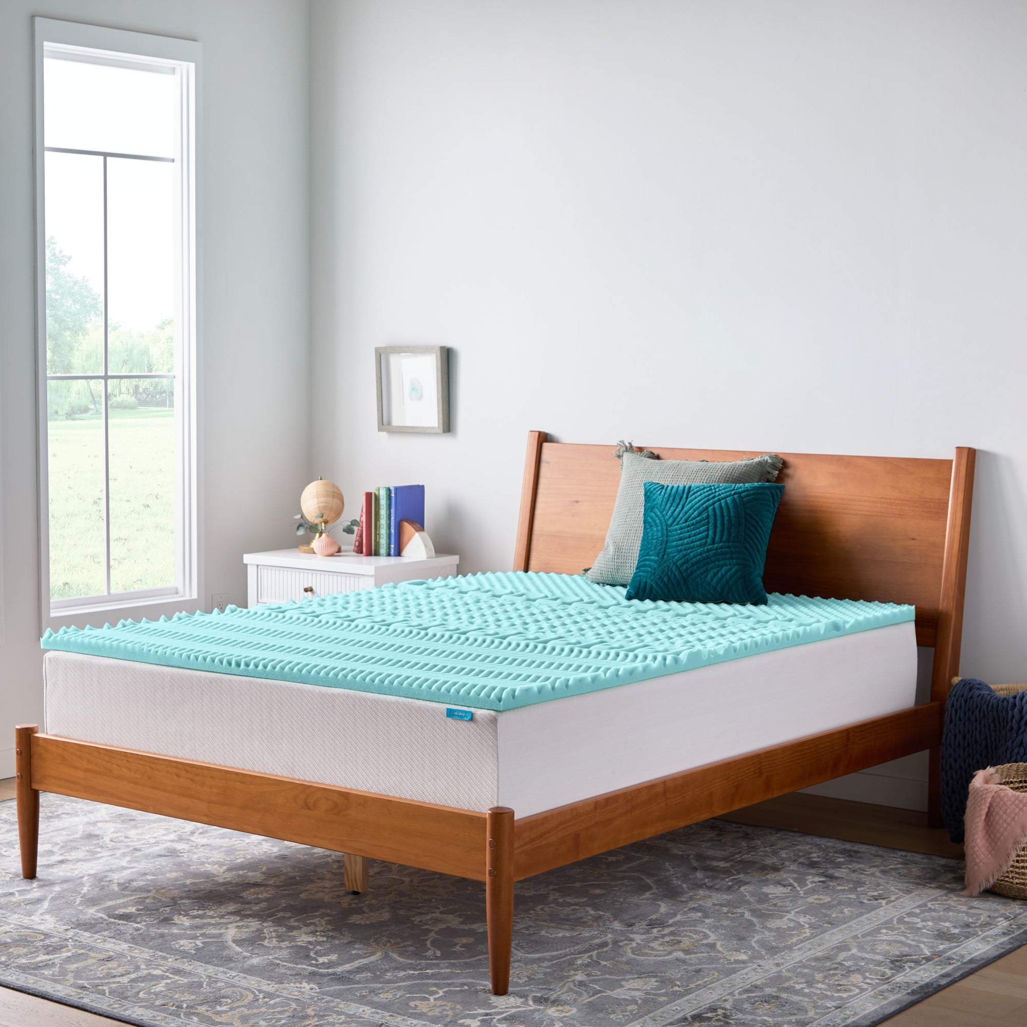 Linenspa 1.5" 7-Zone Cooling Gel and Green Tea Infused Memory Foam ...