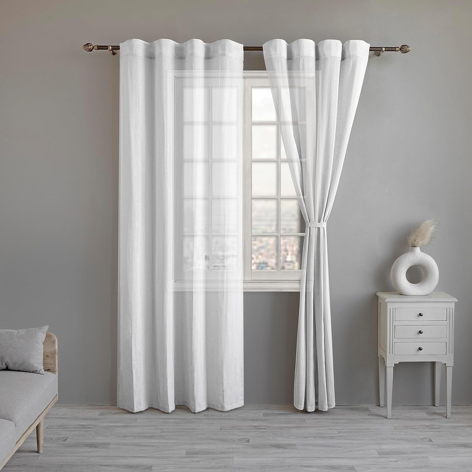 Linenwalas Cotton Linen Sheer Curtains 63 inch Length, Pocket Top ...