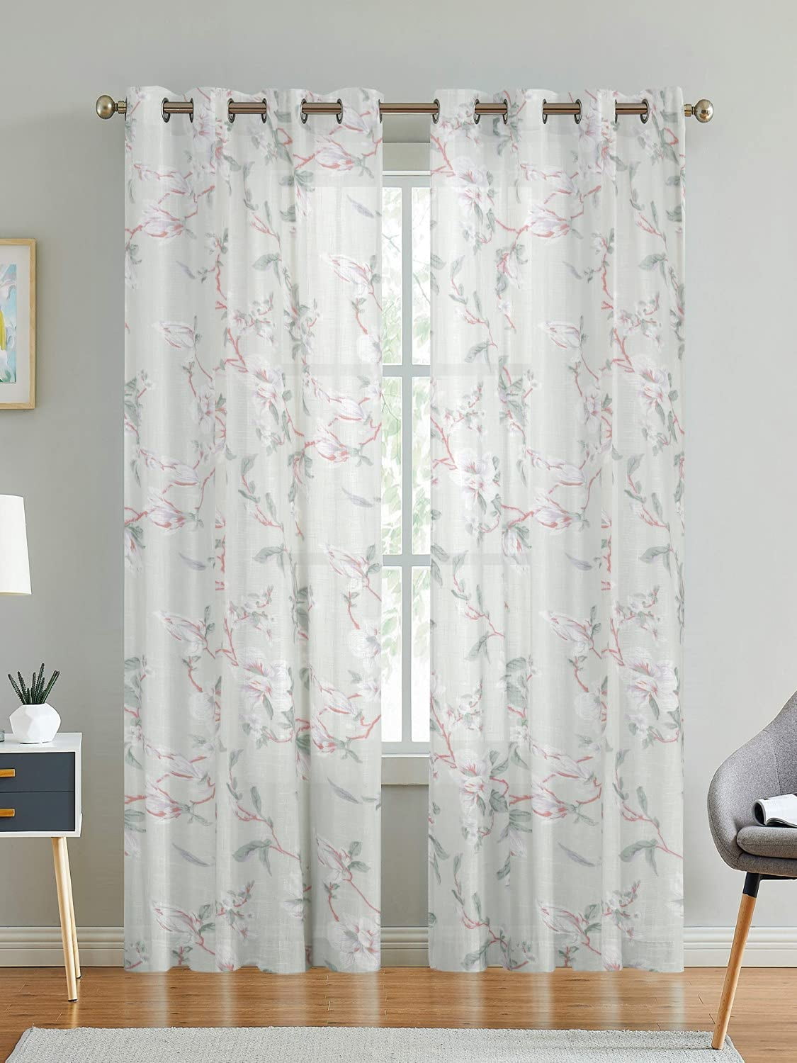 Linenwalas Natural Cotton Linen Semi-Sheer Curtains for Living Room 108 ...