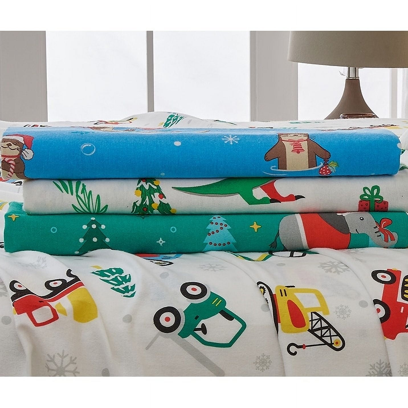 Linery & Co. Christmas Turkish Cotton Double-Brushed Flannel Bed Sheet ...