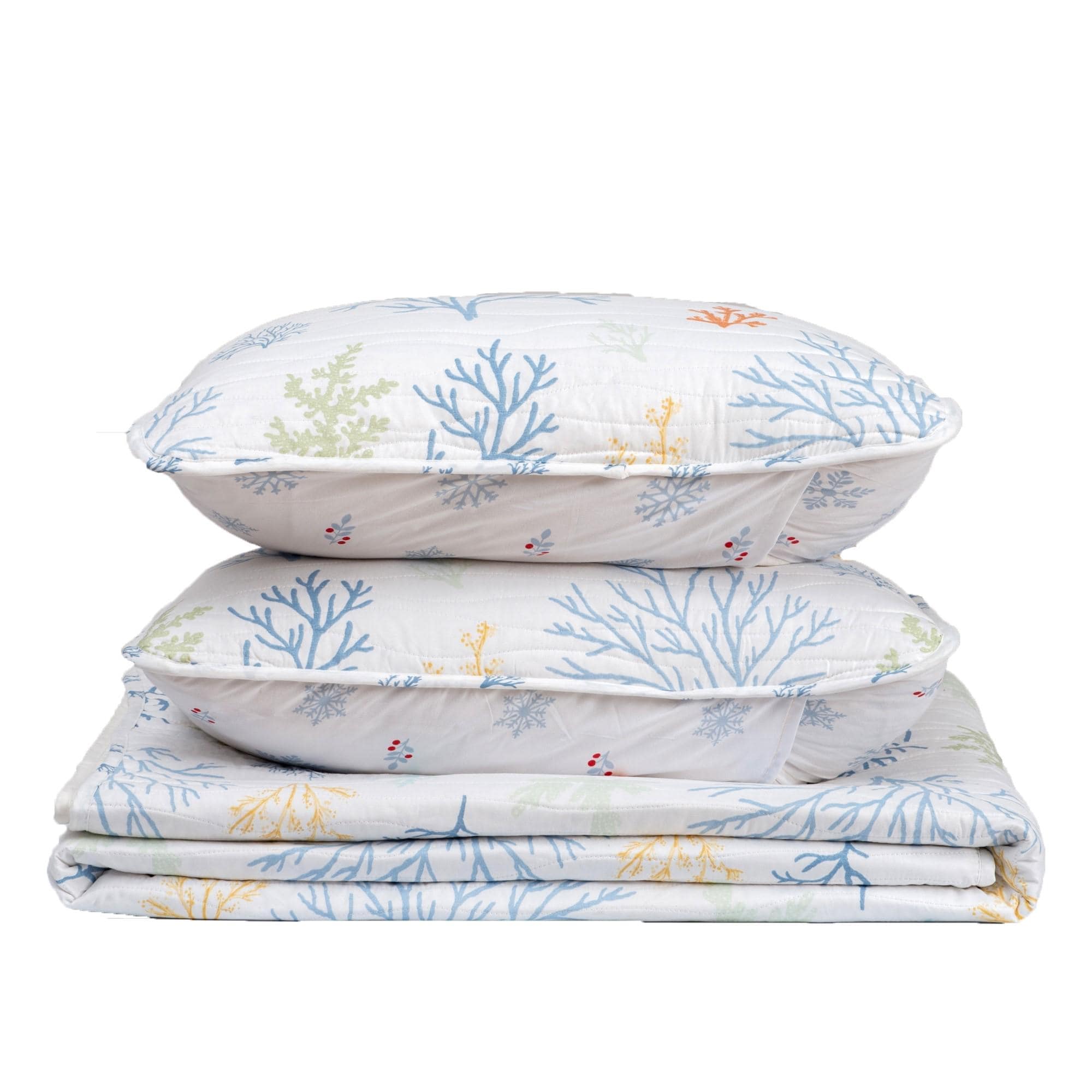 Linery & Co. Luxurious Pastel Coral Pattern Microfiber Quilt Set With ...