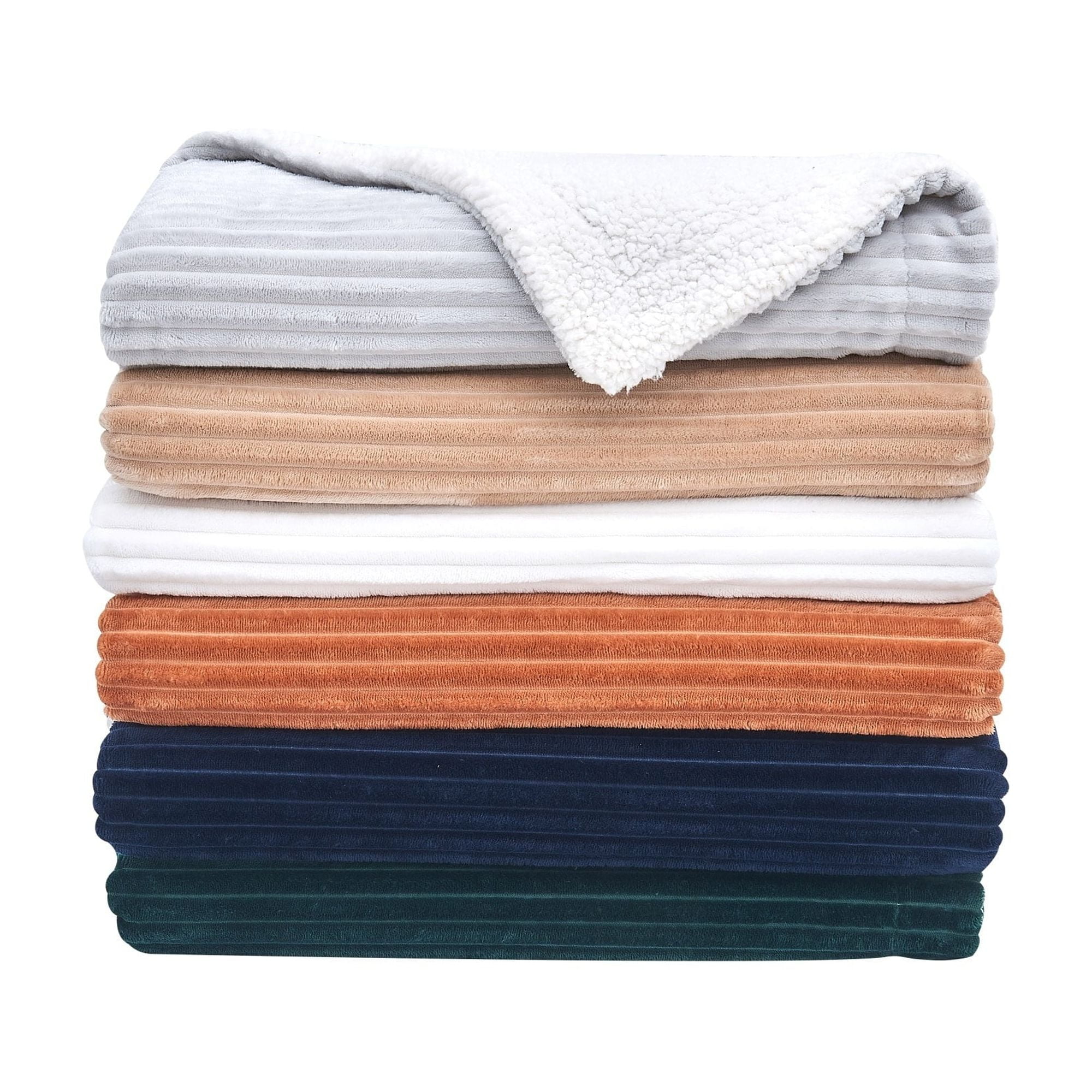 Linery & Co. Luxurious Ribbed Texture Reversible Sherpa Blanket Twin ...