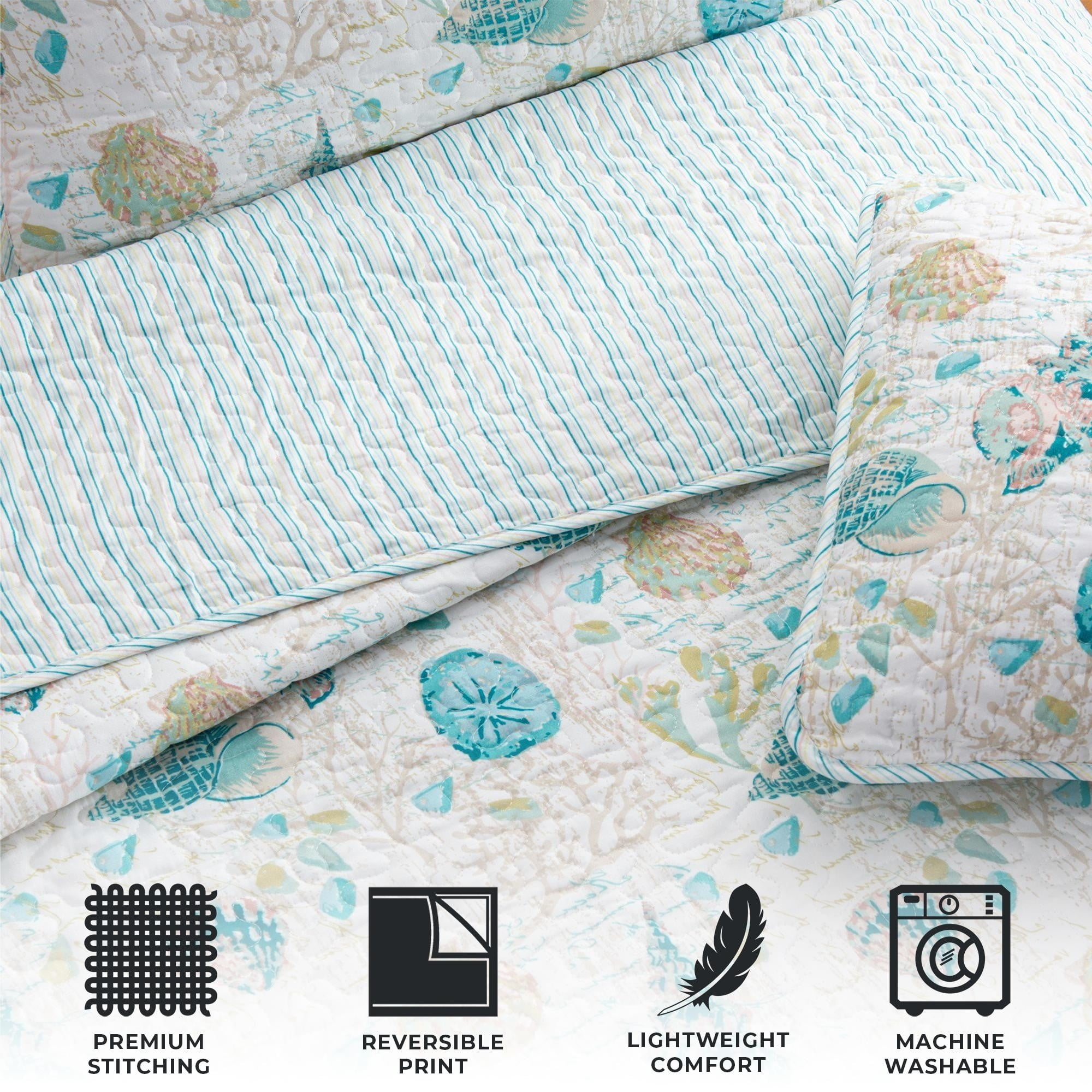 Linery & Co. Coastal Microfiber Quilt Set With Shams. Shells Twin ...