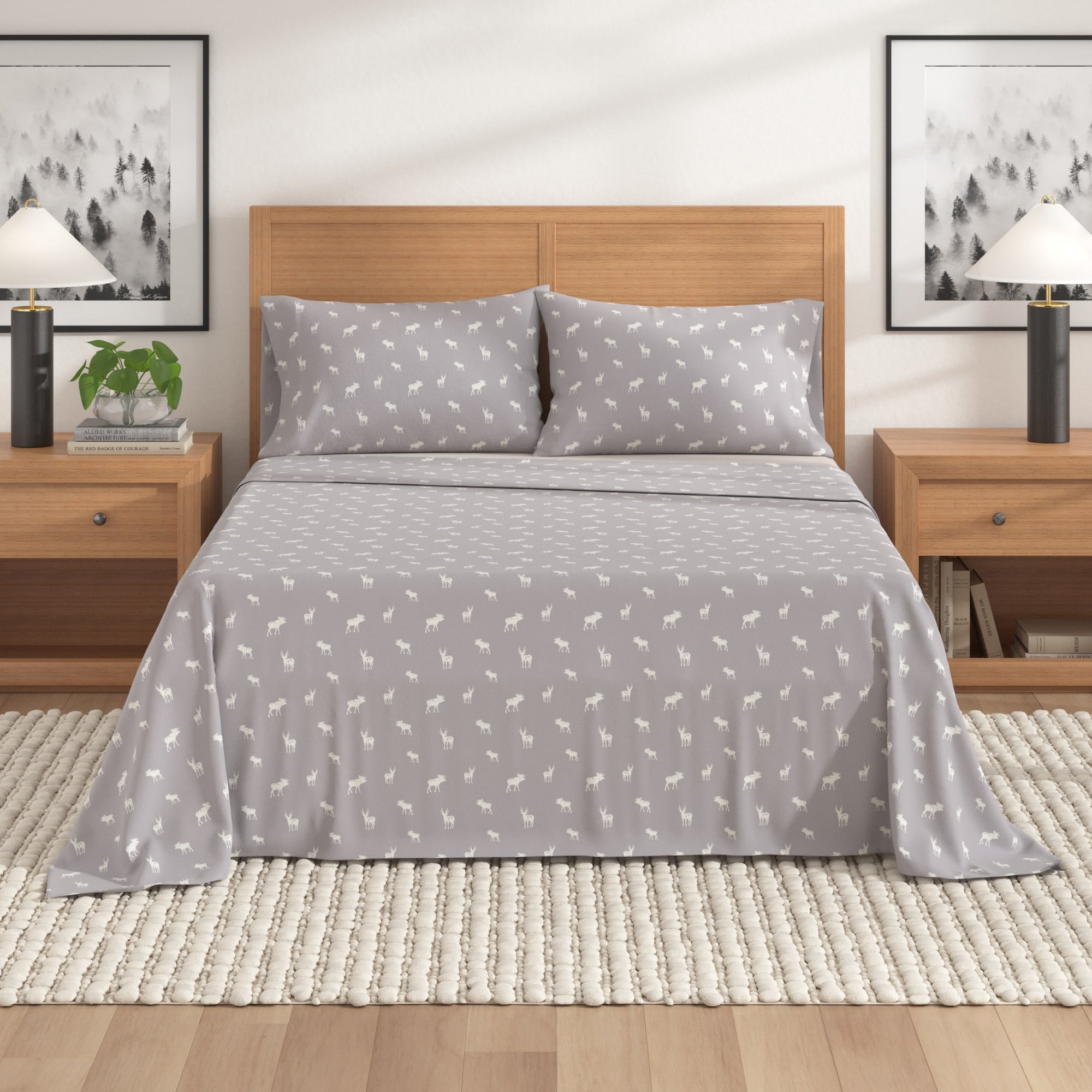 Linery & Co. Winter Turkish Cotton Double-Brushed Flannel Bed Sheet Set ...