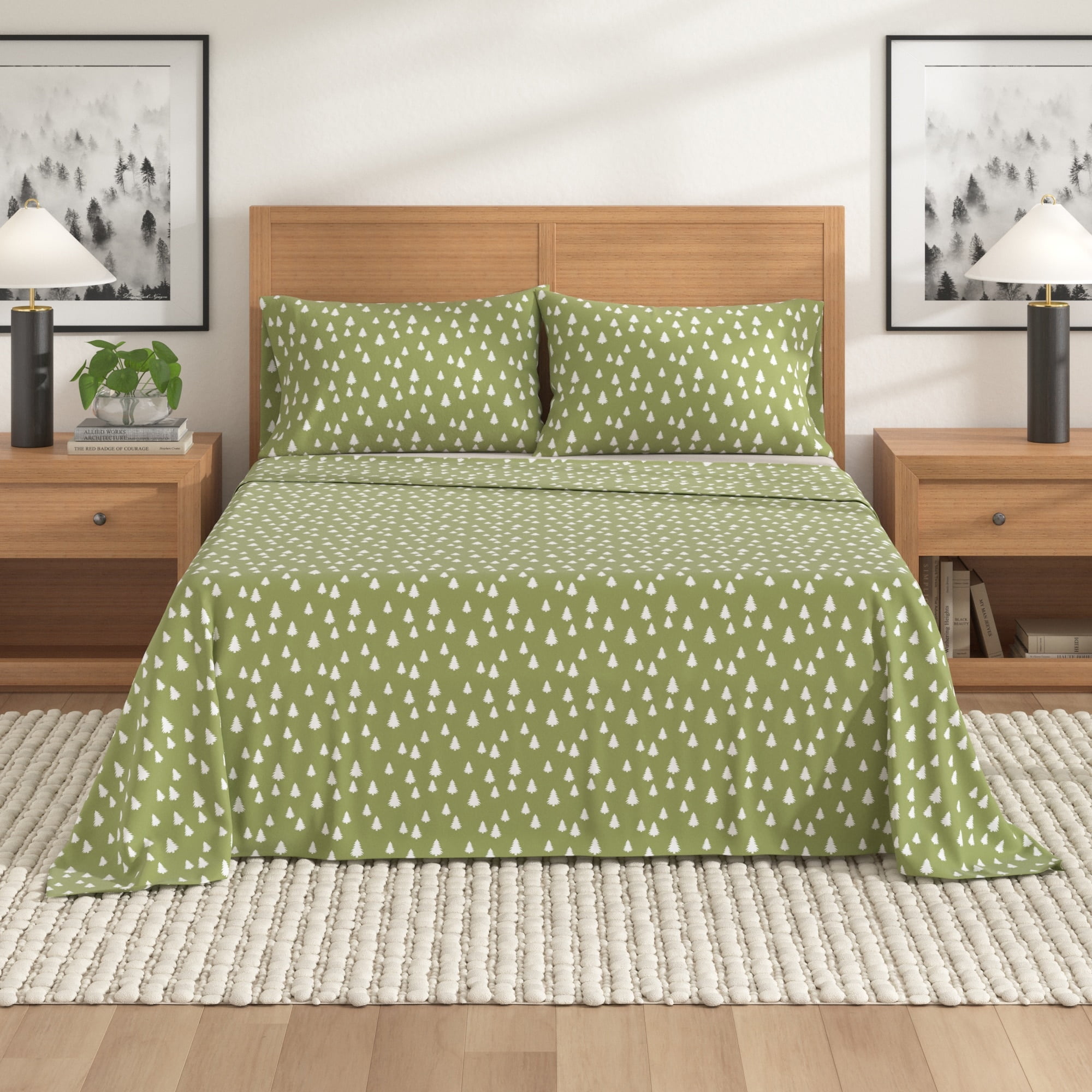 Linery & Co. Winter Turkish Cotton Double-Brushed Flannel Bed Sheet Set ...