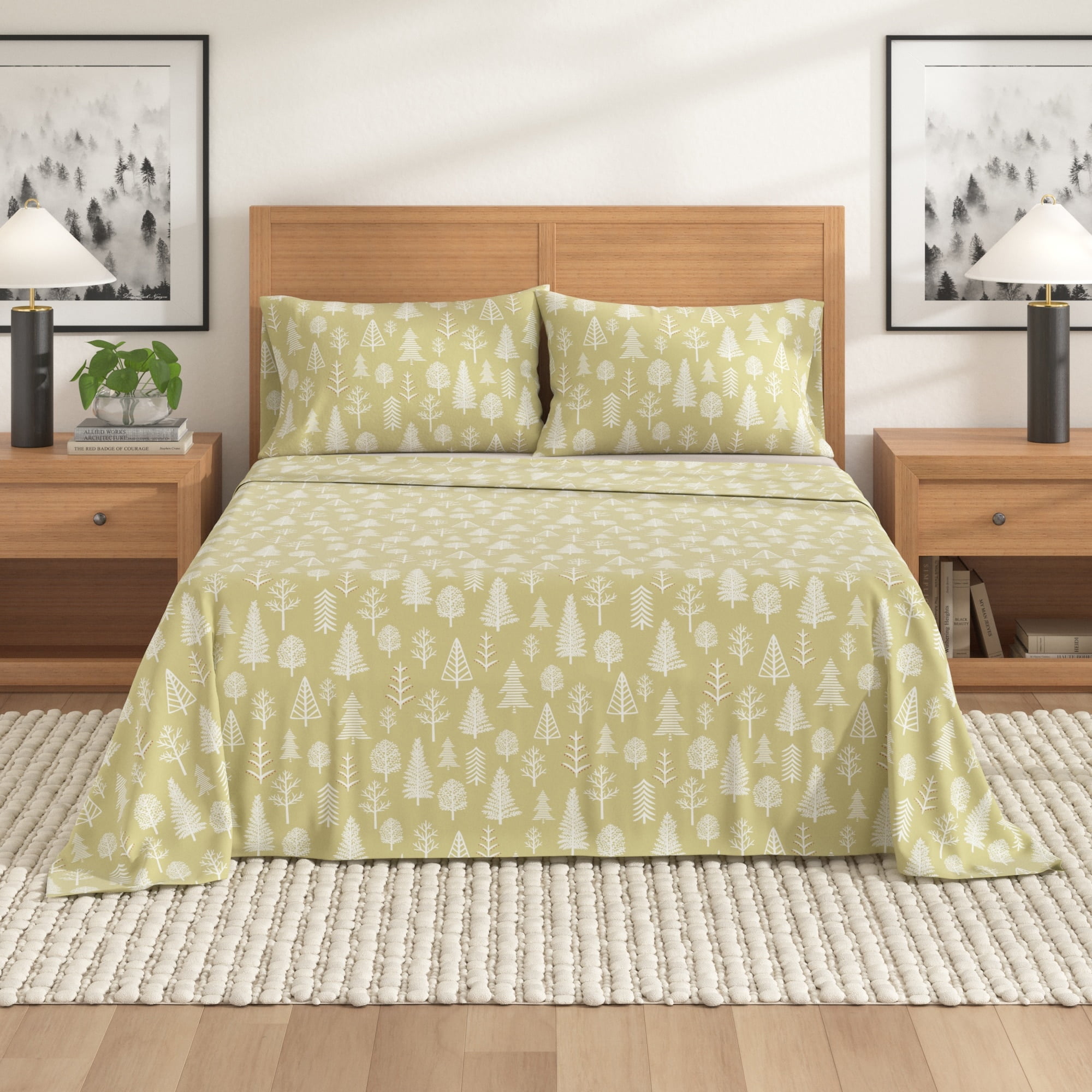 Linery & Co. Winter Turkish Cotton Double-Brushed Flannel Bed Sheet Set ...
