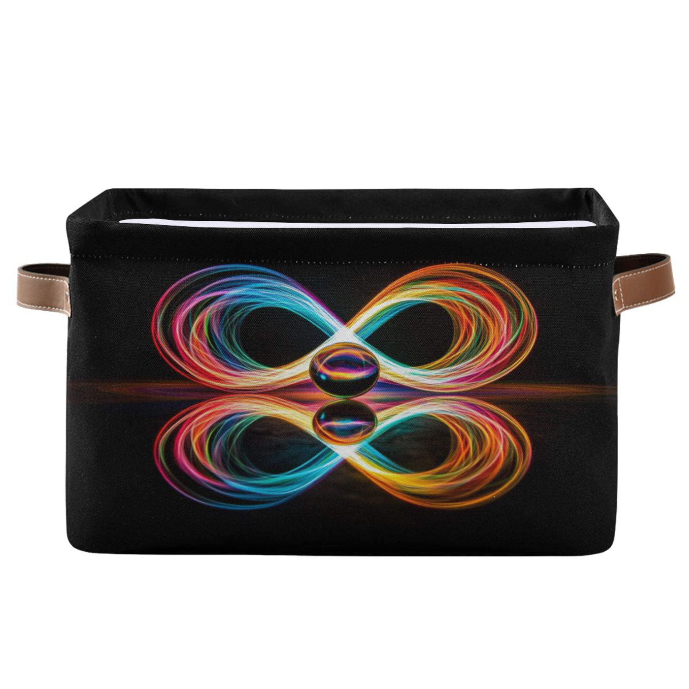 Lines and Circles Foldable Storage Basket,Canvas Fabric Foldable ...