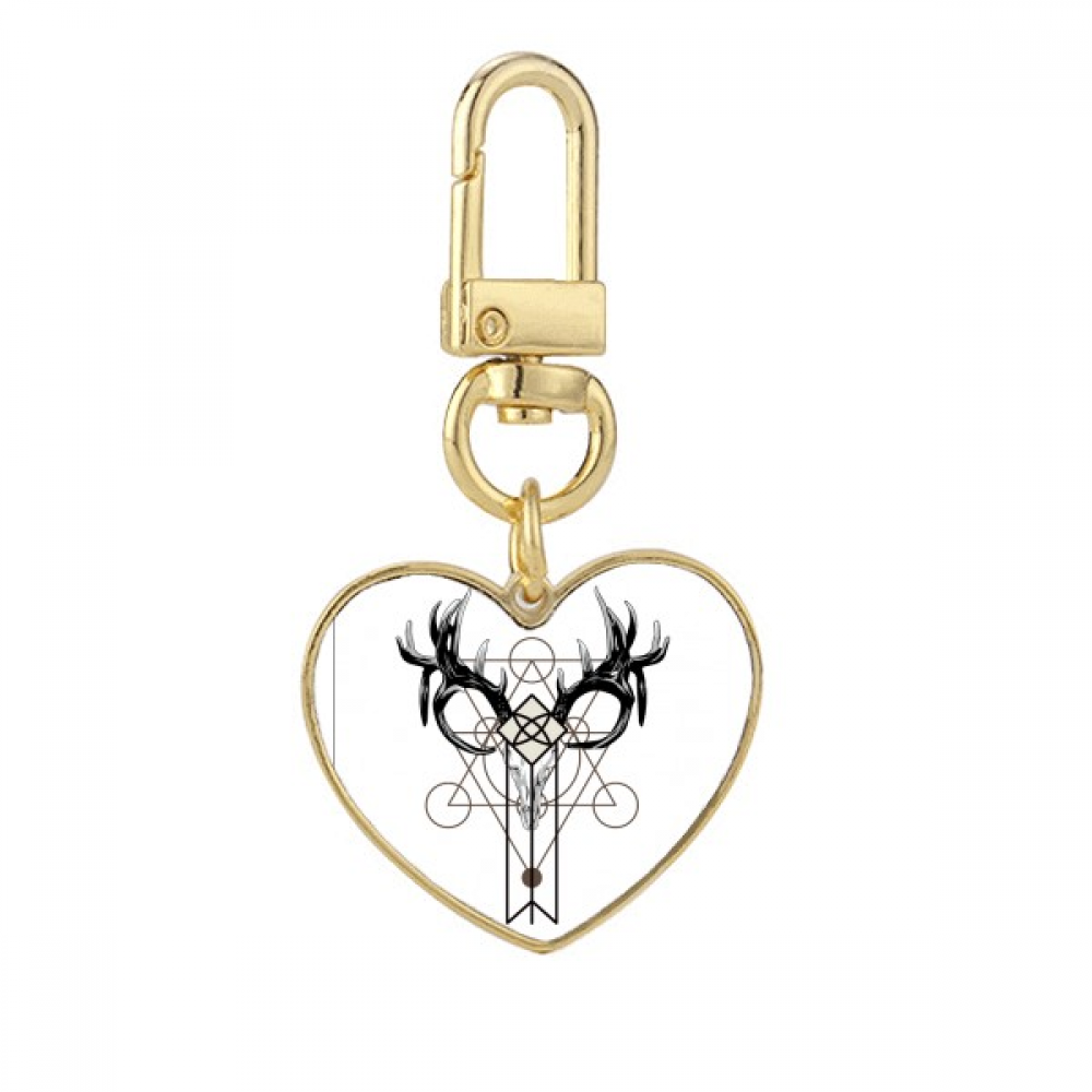 Lines Depict Mystery Horn Gold Heart Keychain Metal Keyring Holder ...