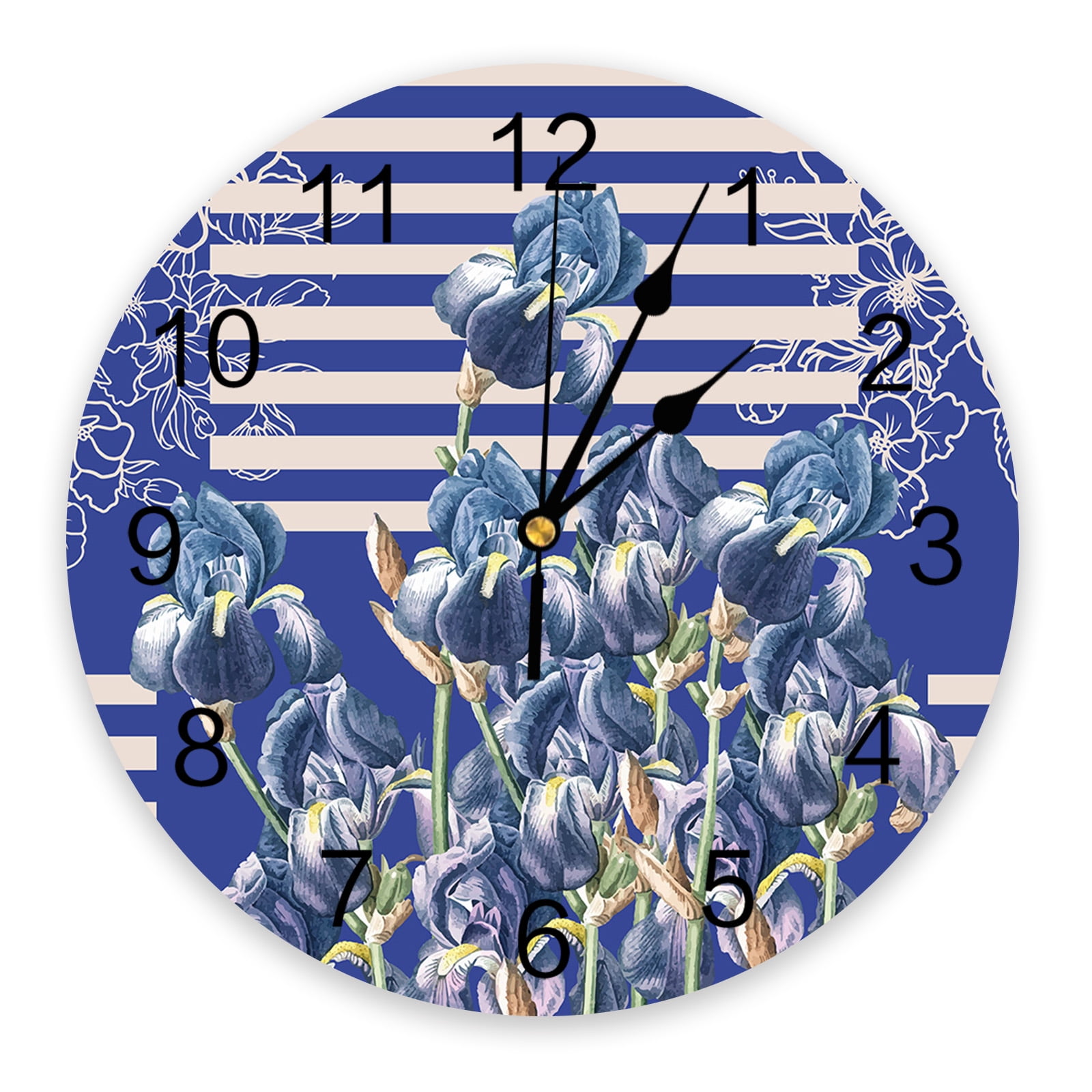Lines Flower Blue PVC Wall Clocks Modern Design Home Wall Decor Living ...