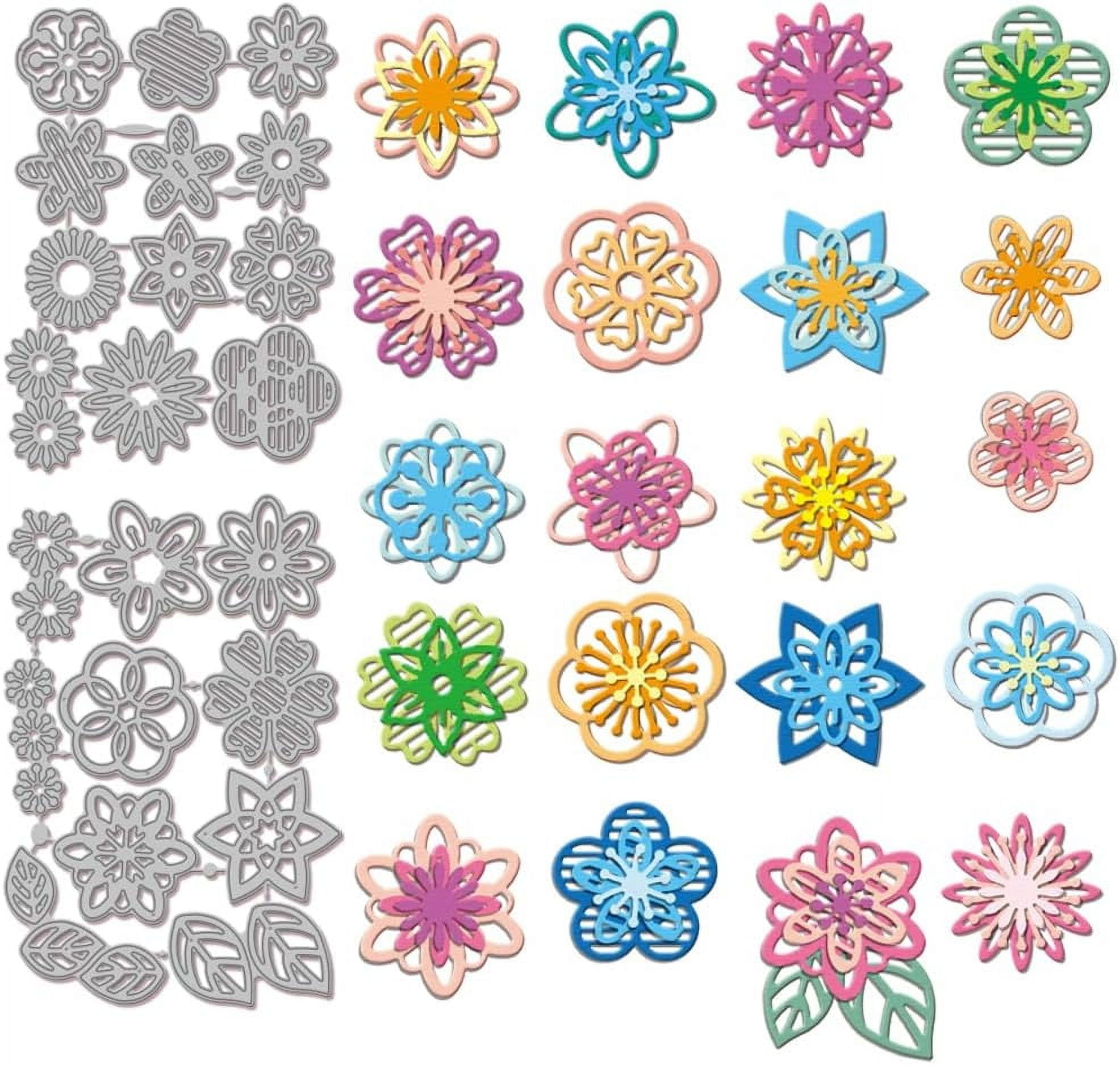 Lines Flowers Cutting Dies Metal Spring Flowers and Leaves Die Cuts ...