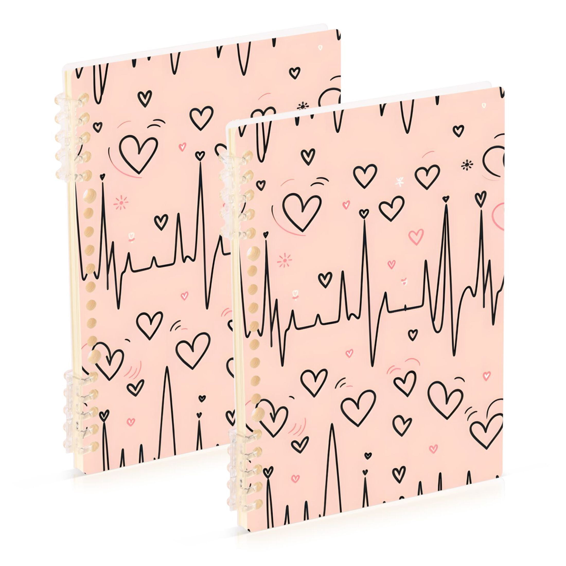 Lines Hearts Pink Ring Binder Notebook Journey Note Diary College Ruled ...