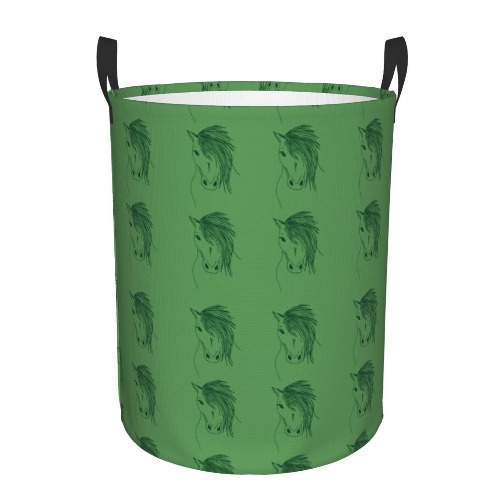 Lines Long Sideburns Horse Green Laundry Basket with Handles ...