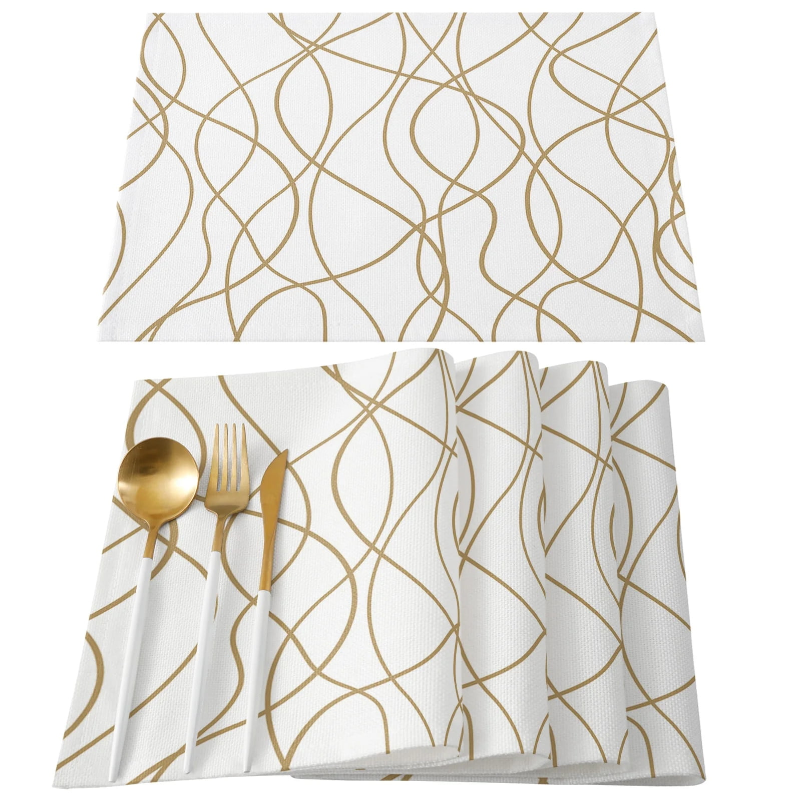 Lines Modern Art Black Kitchen Dining Table Decor Accessories Placemat ...