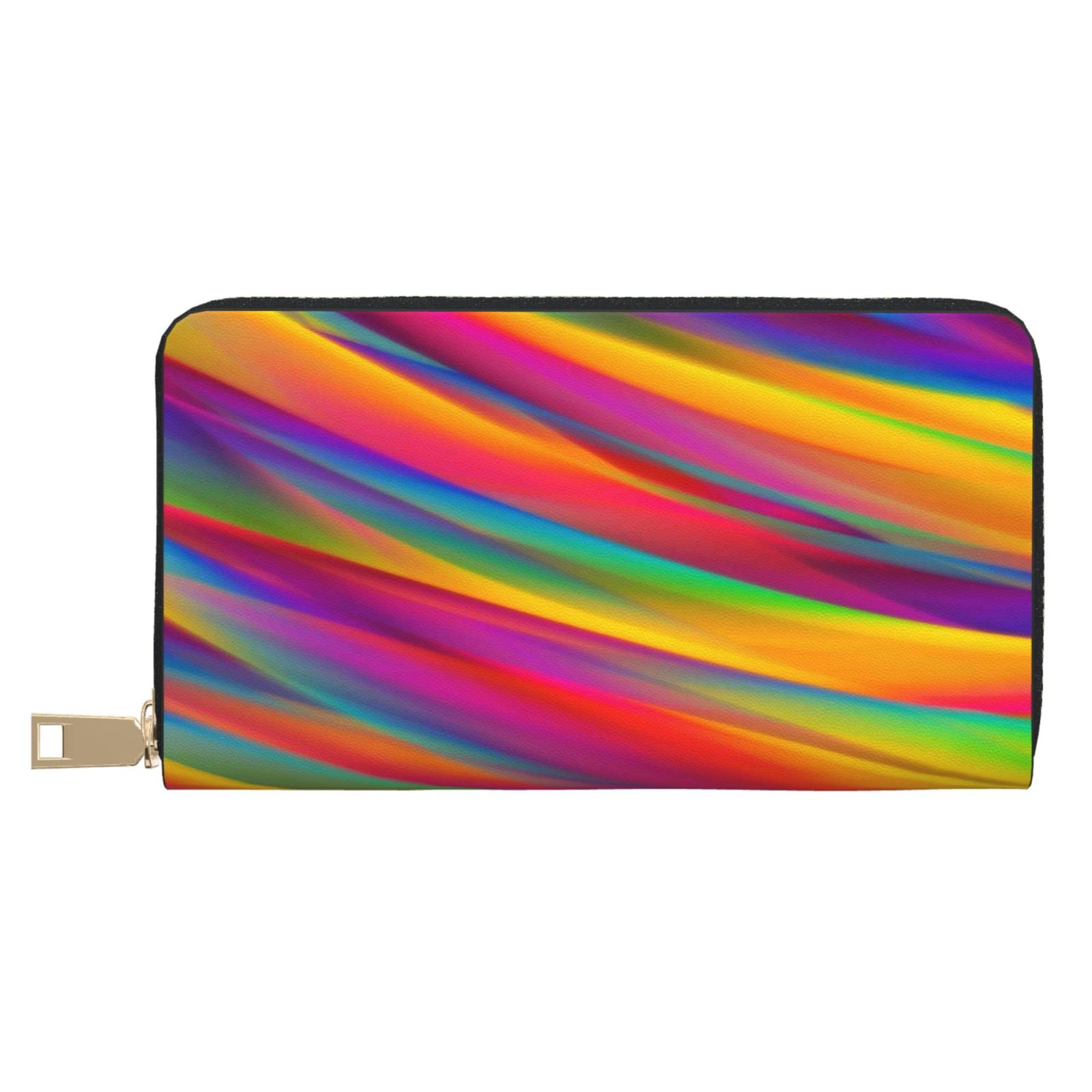 Lines Multicolored Rainbow Wallet Women, Leather Bifold Multi Card ...
