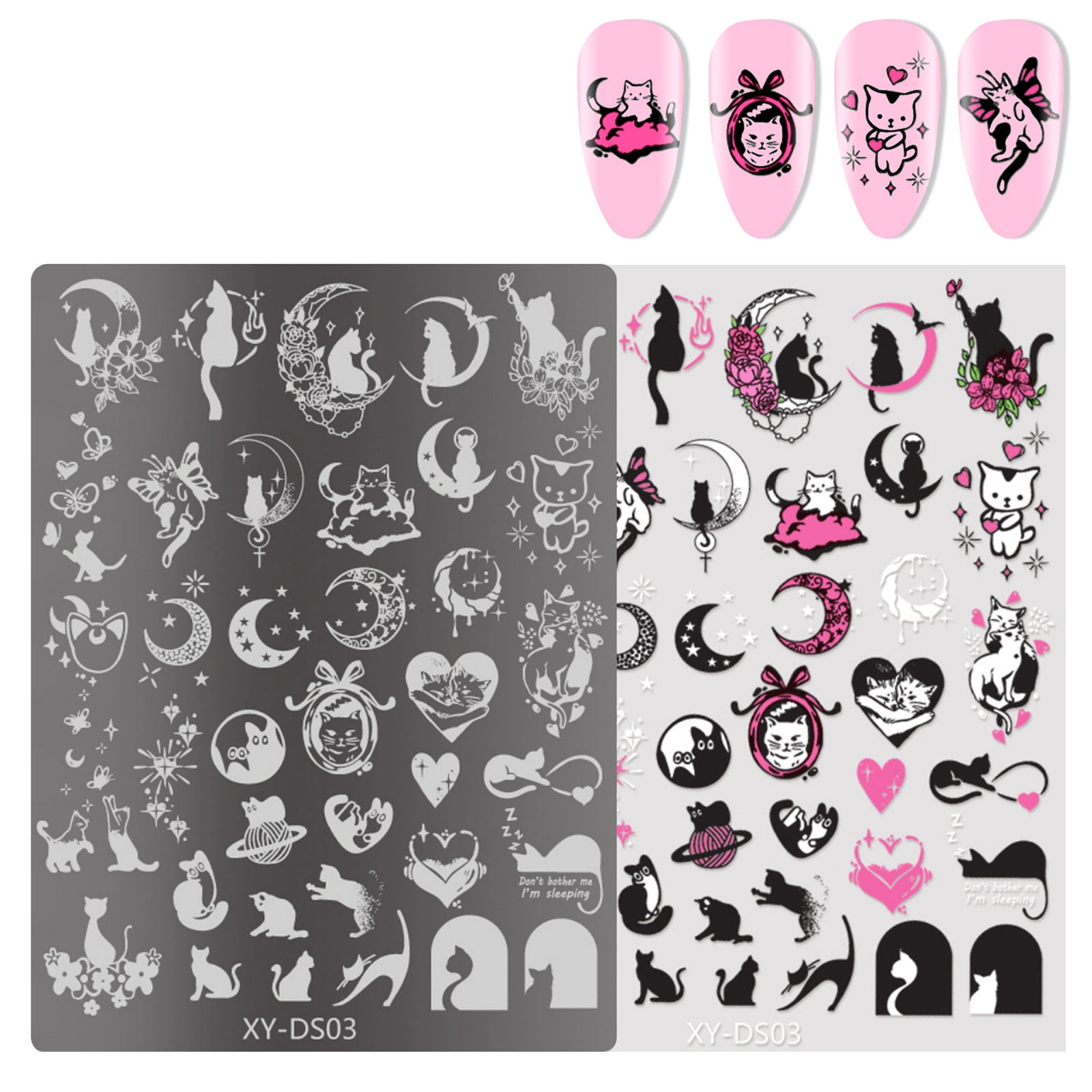 Lines Nails Art Stamping Template Flowers Manicure Template Tool French ...