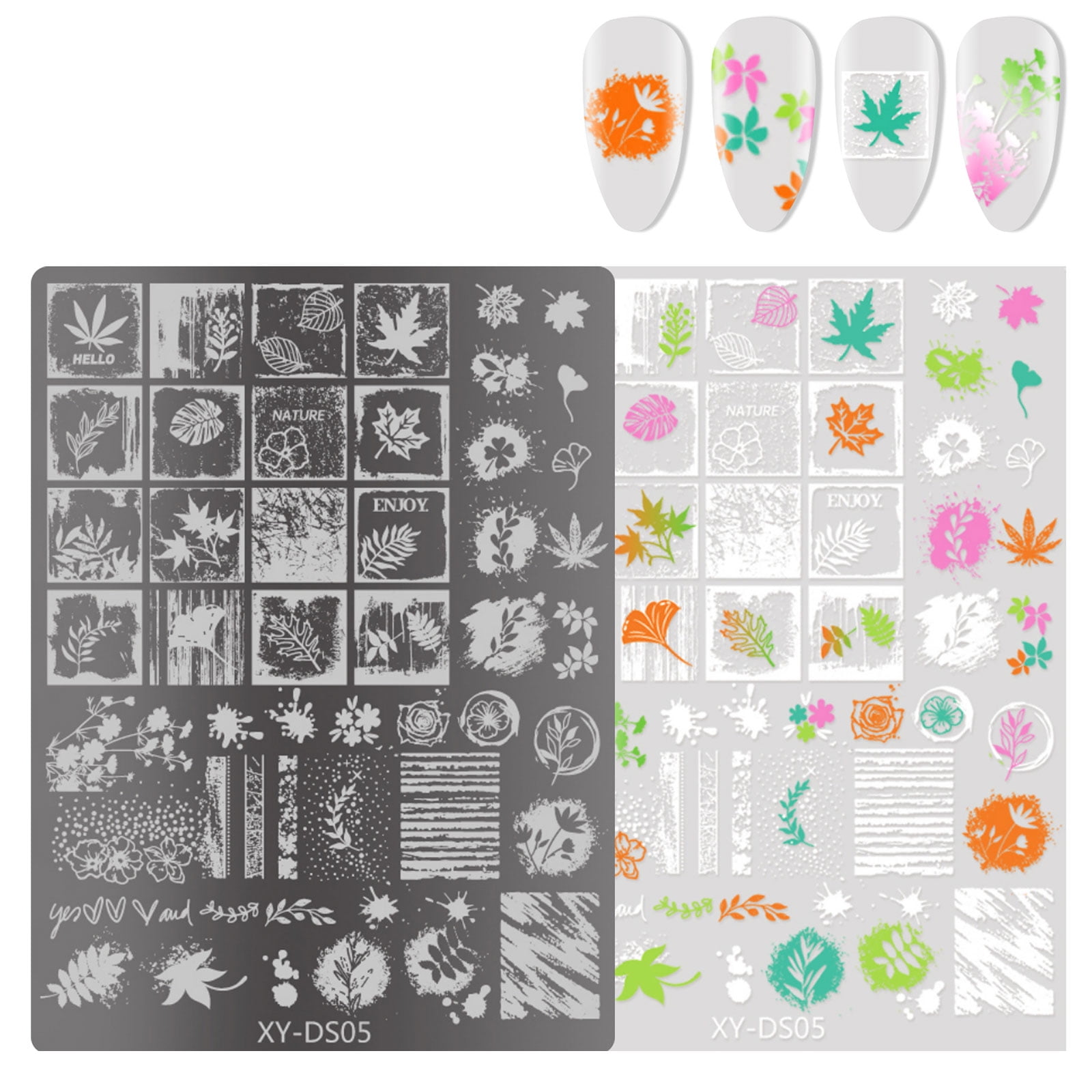 Lines Nails Art Stamping Template Flowers Manicure Template Tool French ...