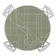 Lines Round Table Cover, Abstarct Geometric White Lines Green ...