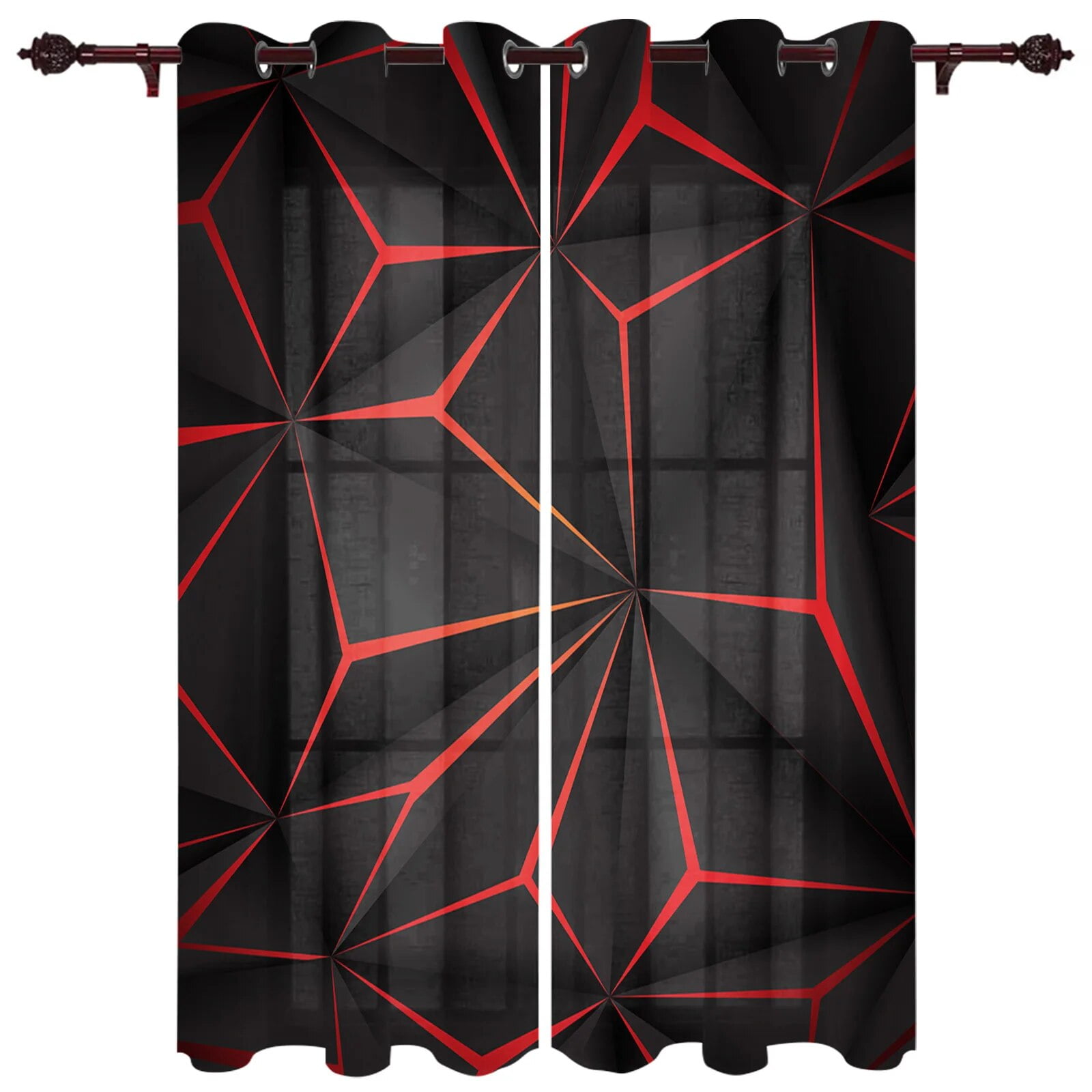 Lines Texture Red Window Curtains Kids Room Living Room Curtain Panels ...