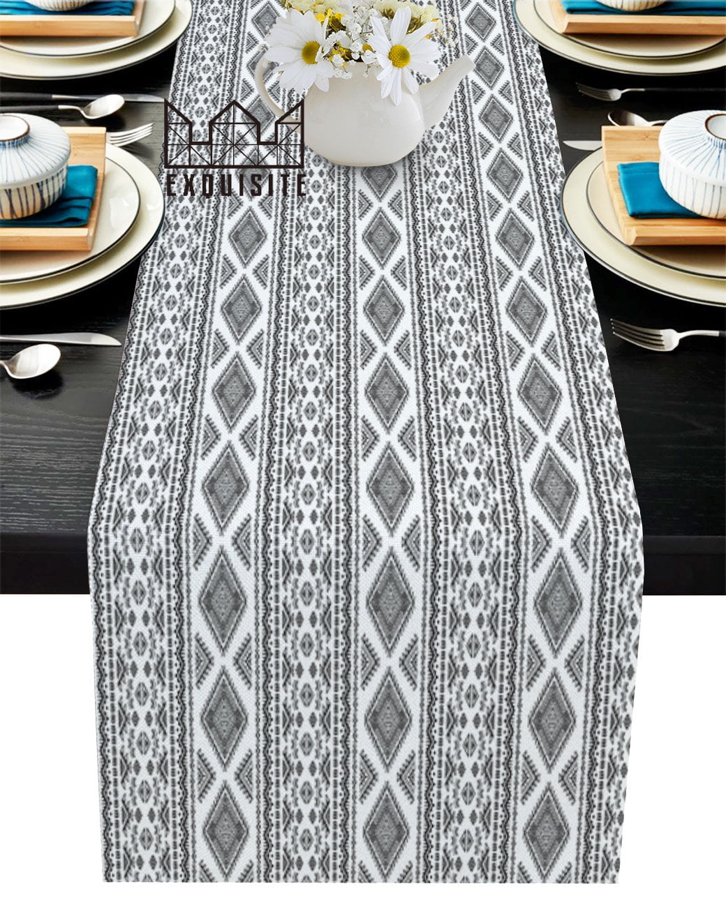 Lines Triangle Texture Symbol Dense Table Runner Decoration Home Decor ...