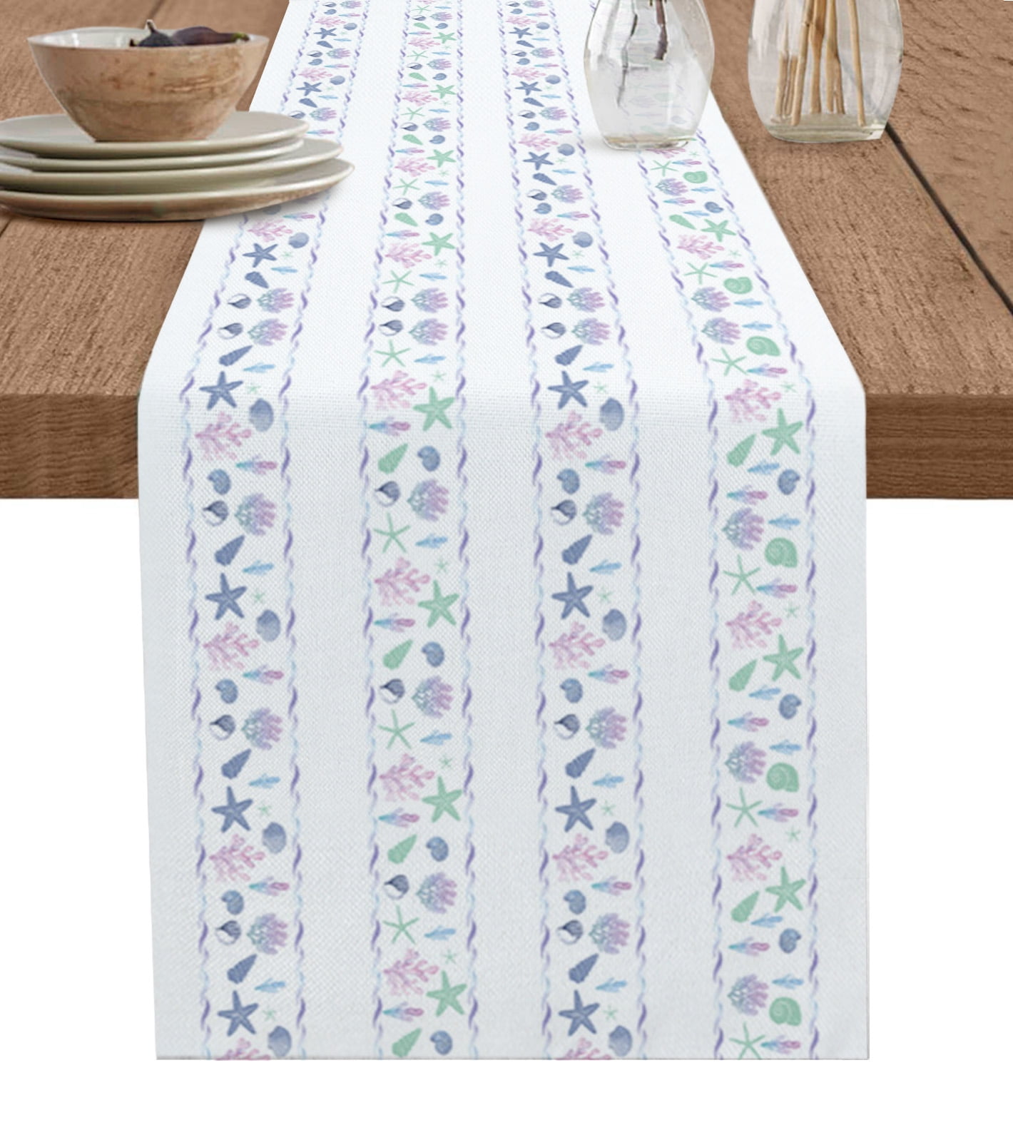 Lines Waves Star Seaweed Conch Table Runner ration Home r Dinner Table ...
