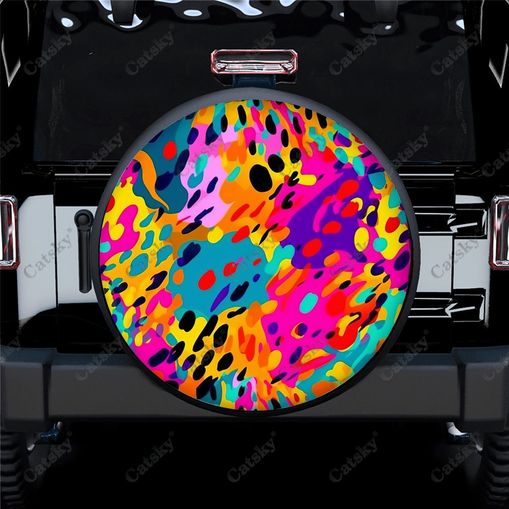 Lines and Blocks Pattern Polyester Universal Spare Wheel Tire Cover ...