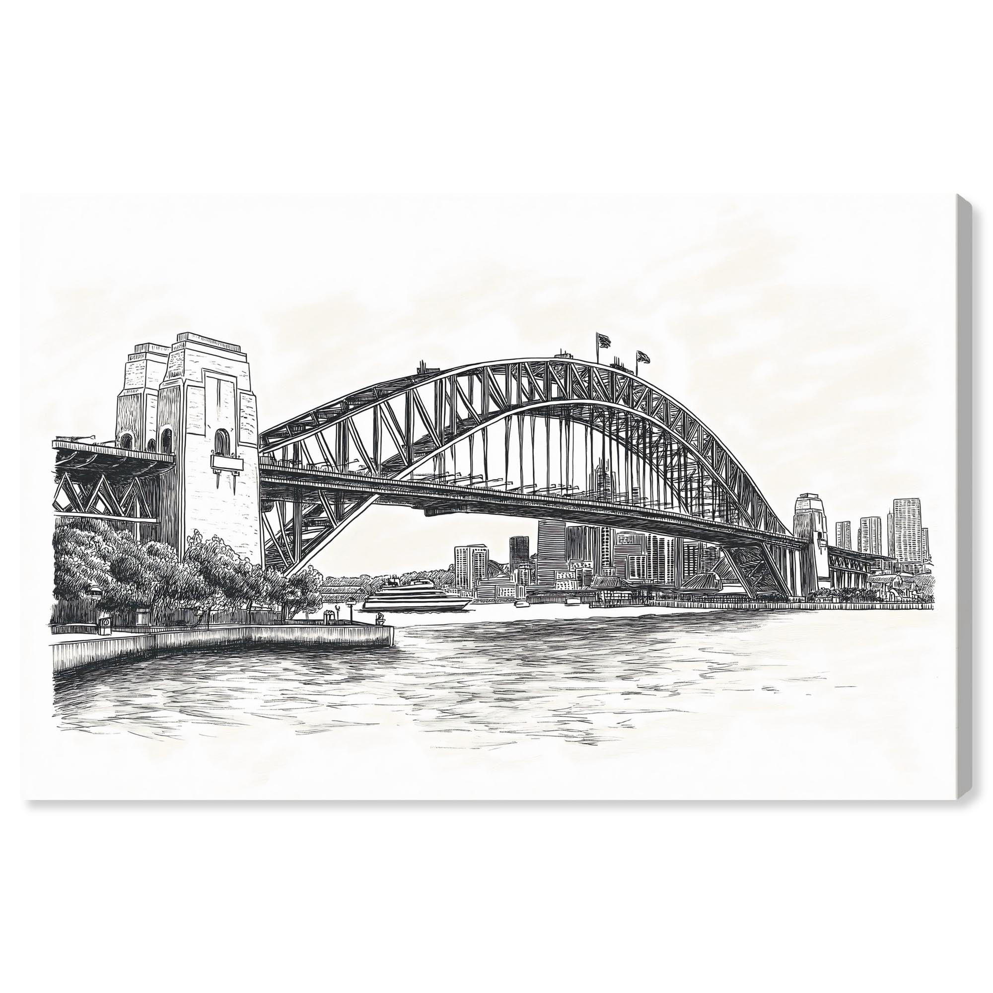 Lines of the Bridge Canvas Digital Sketch Art by Art Remedy, Gallery Wrapped, 30 x 20 - Walmart.com