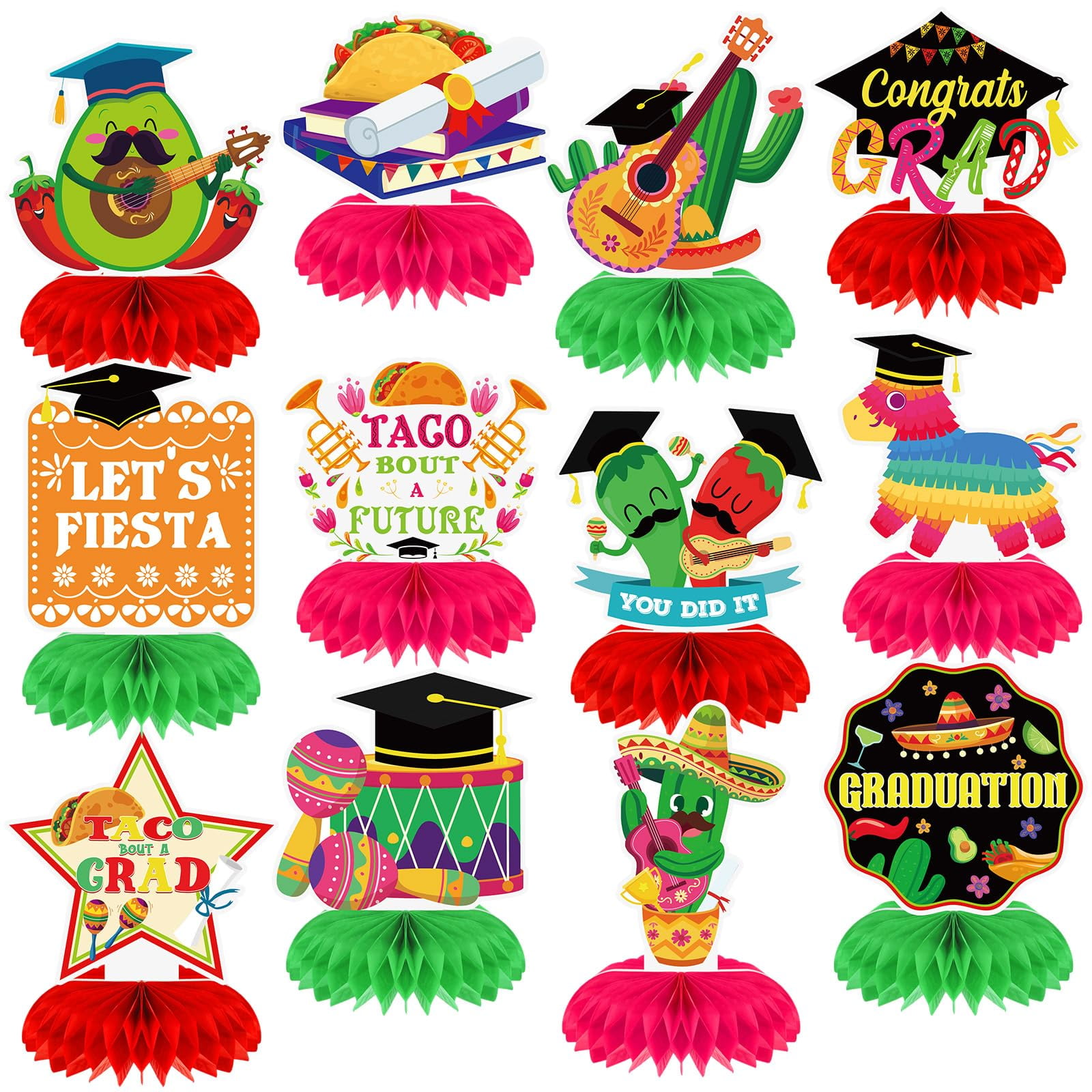 Lineshading 12 Pcs Mexican Graduation Honeycomb Centerpieces Mexican ...