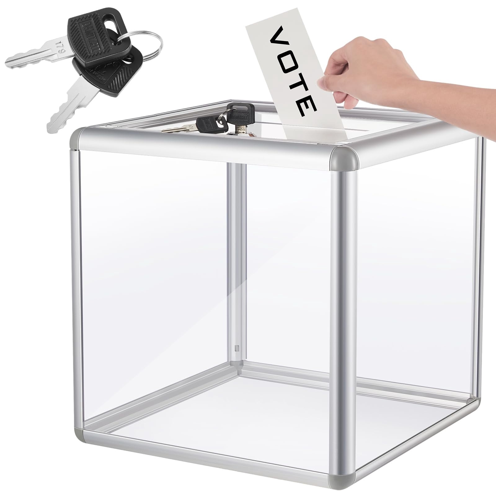 Lineshading 12 x 12 x 12 in Acrylic Donation Raffle Box with Slot ...