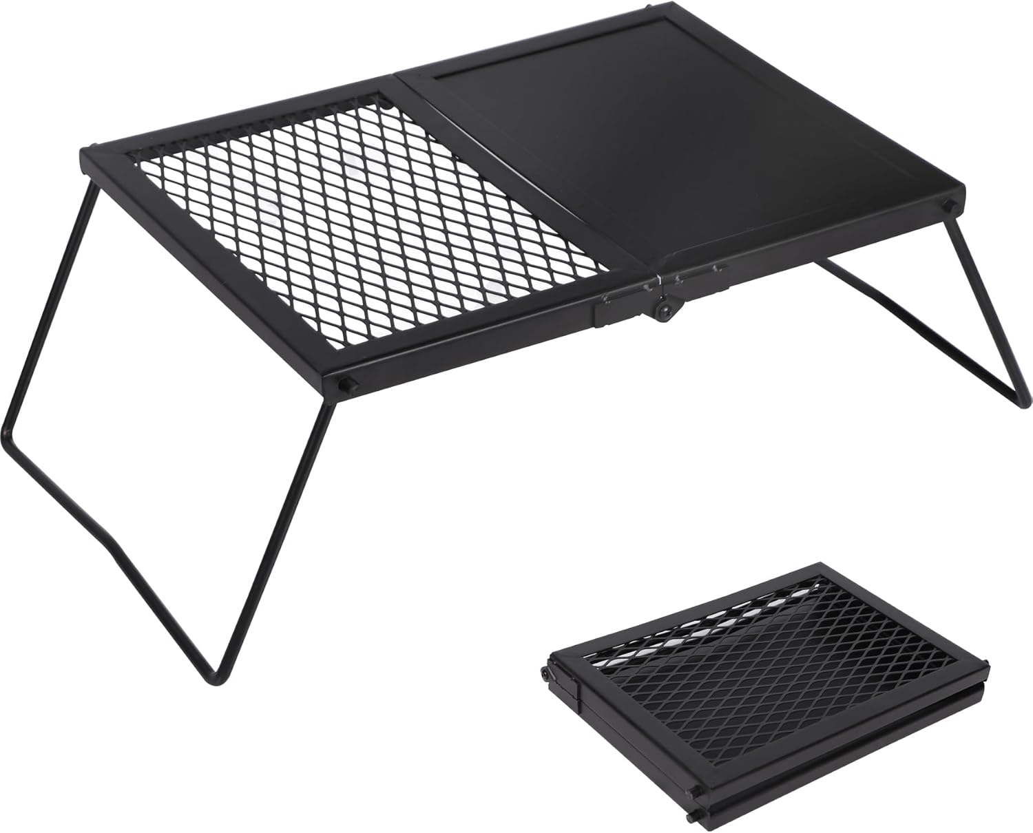 Lineslife 17'' Folding Campfire Grill Grate and Griddle, Portable Heavy ...
