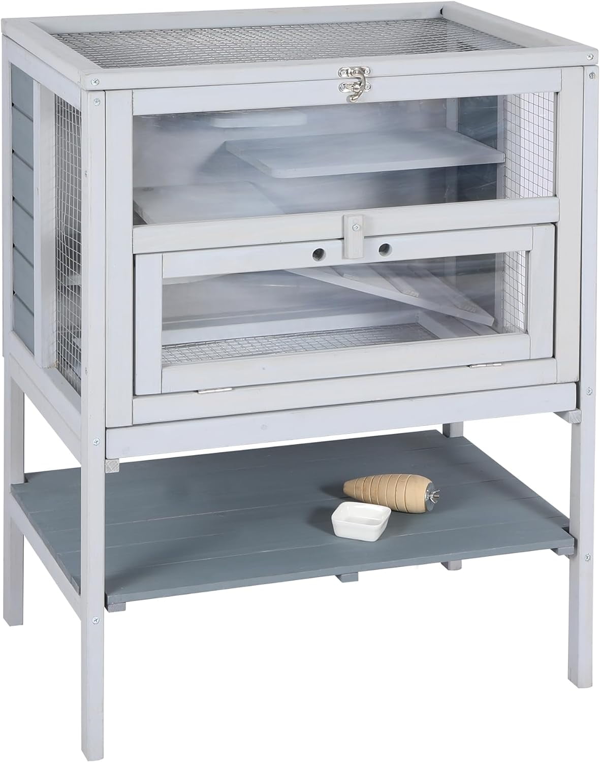 Lineslife 3-Tier Hamster Cage Wooden, Guinea Pig Cage Small Animals ...