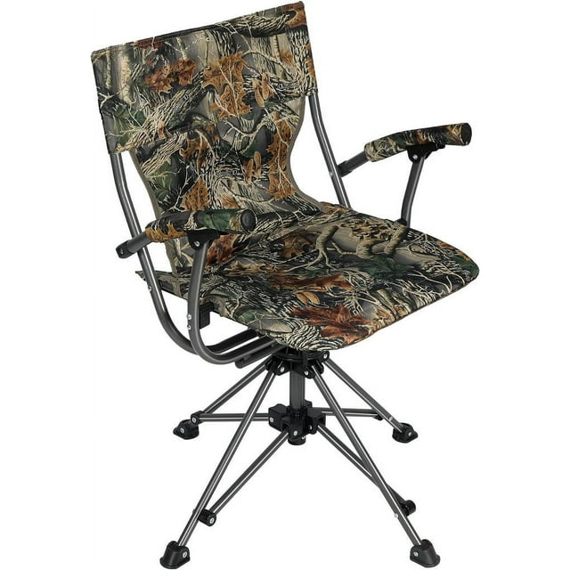 Lineslife 360 Degree Swivel Camo Hunting Chair for Blinds, Folding ...