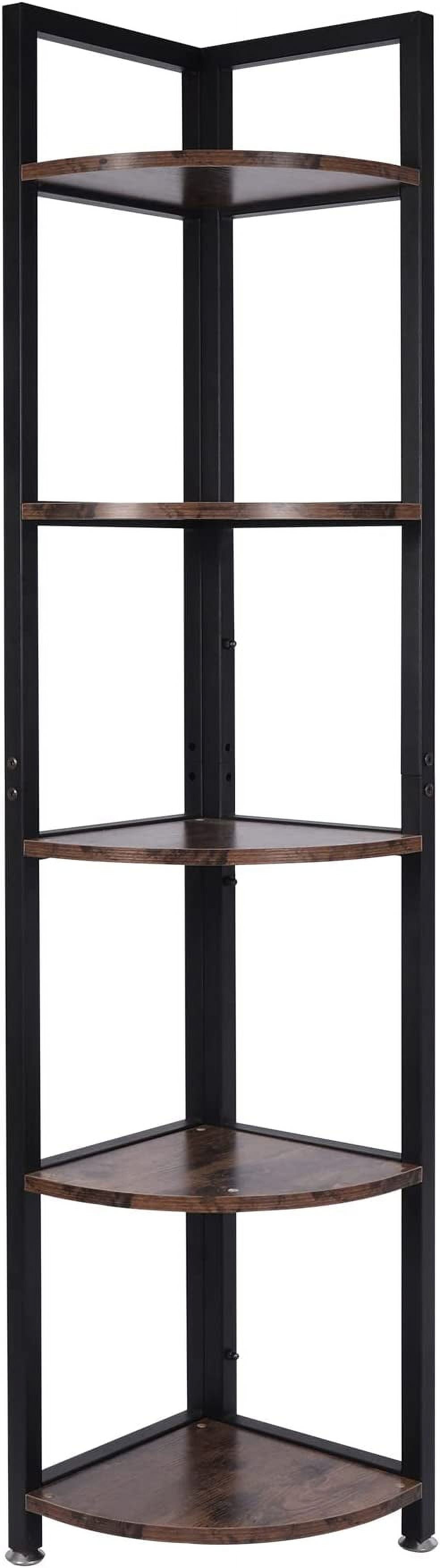 Lineslife 5-Tier Industrial Corner Bookshelf, Brown, Multipurpose ...