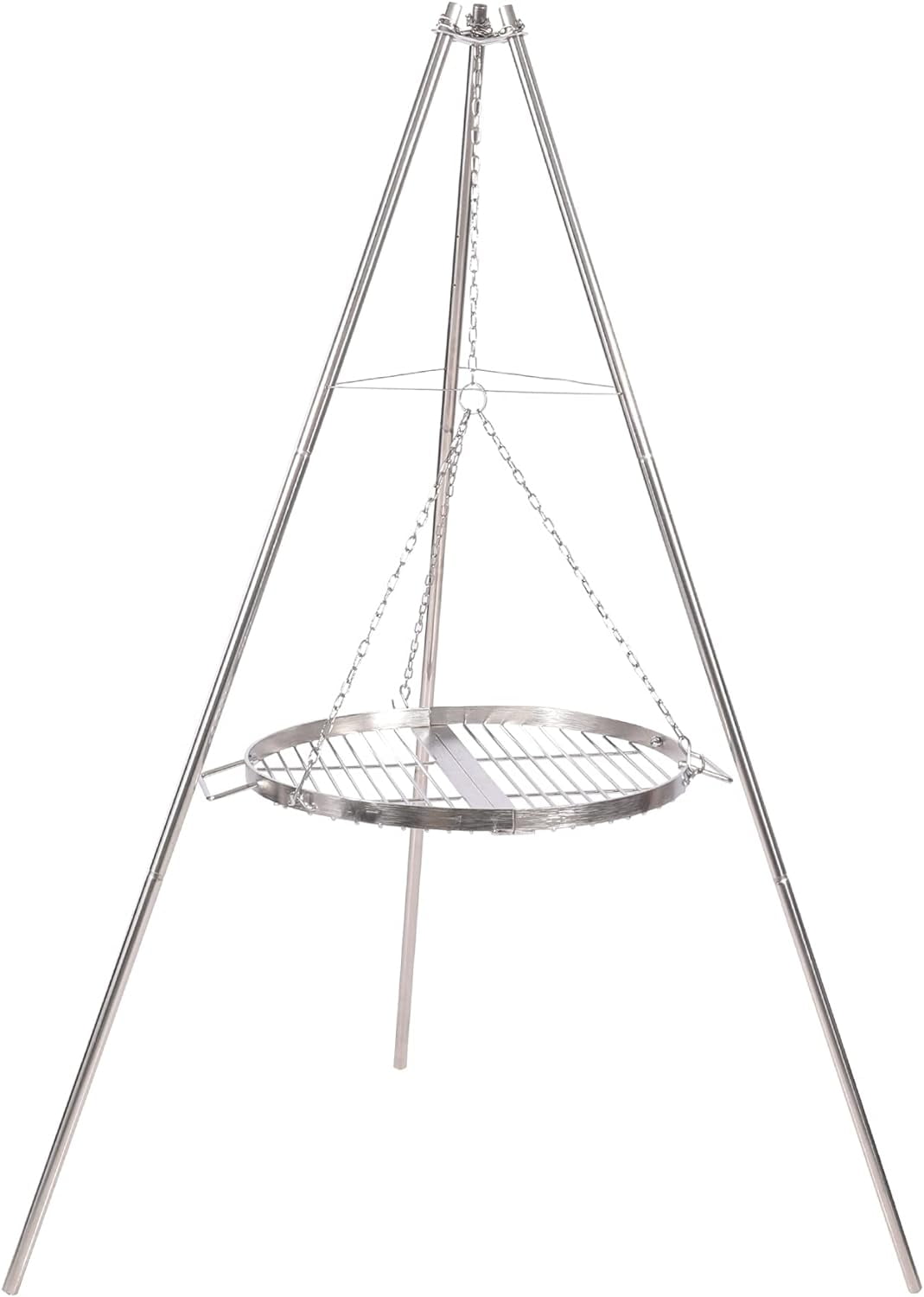 Lineslife Stainless Steel Campfire Tripod, Foldable Camping Grill, BBQ ...