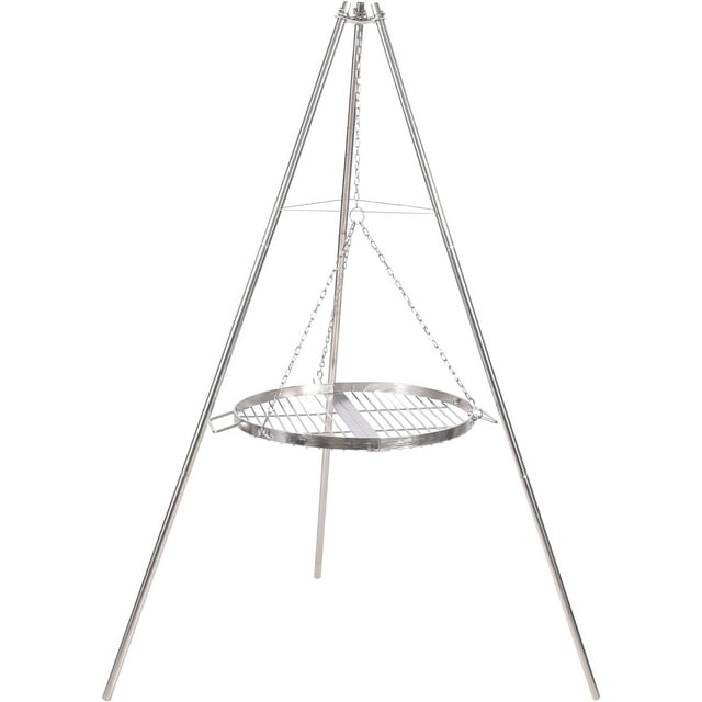 Lineslife Stainless Steel Campfire Tripod, Foldable Camping Grill, BBQ ...