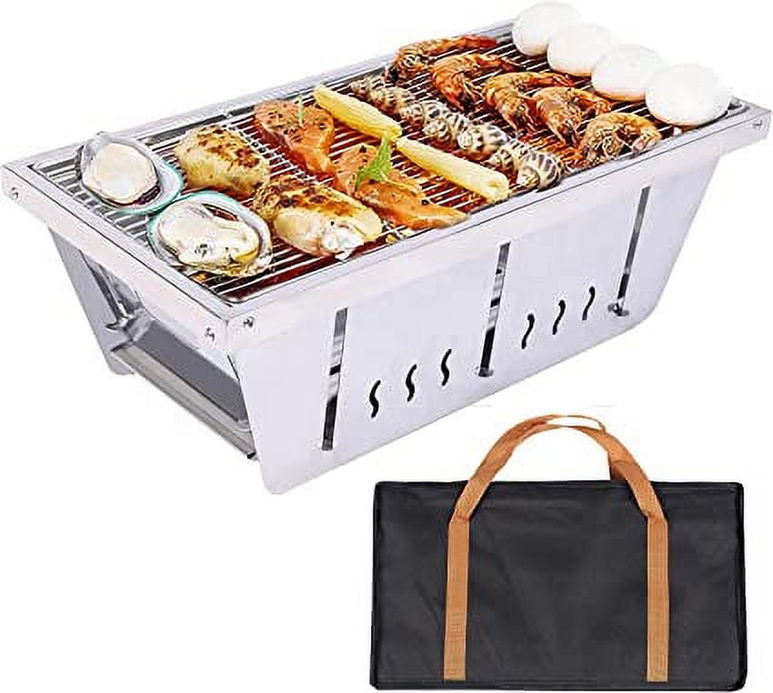 Lineslife Collapsible Camping Grill,17*9" Portable Charcoal Grill with ...