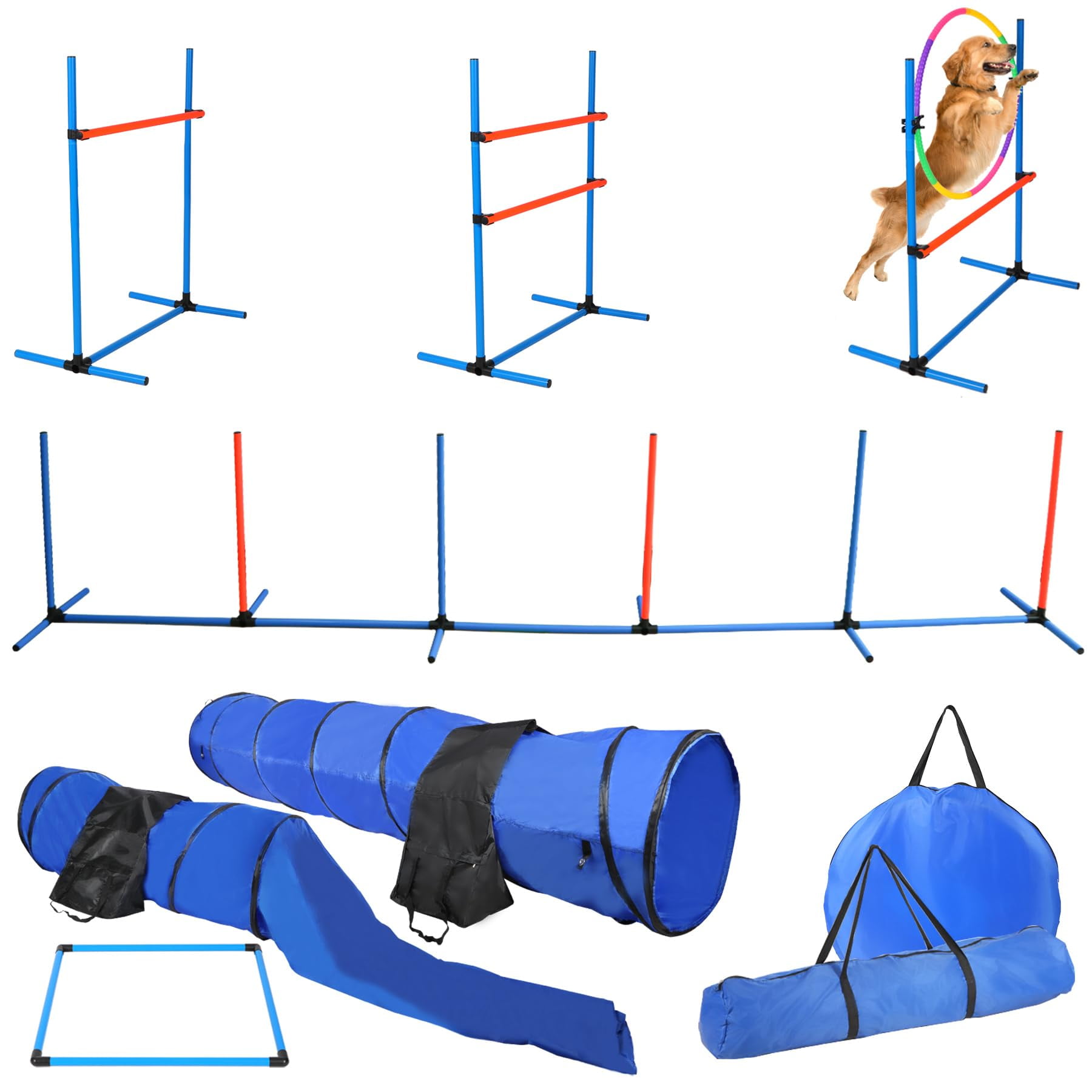 Lineslife Dogs Agility Course Backyard Set, 7 Pc Indoor Outdoor Agility ...