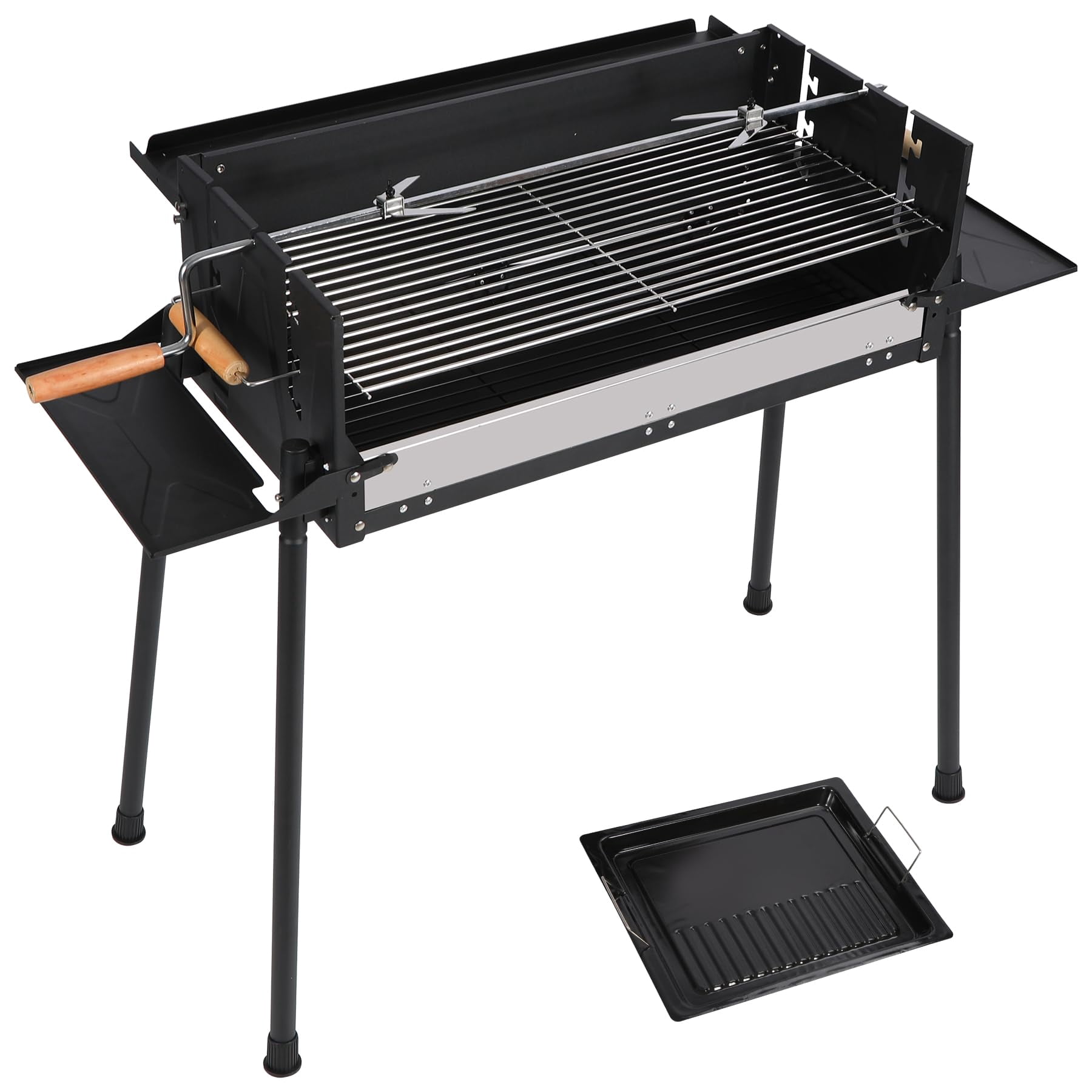 Lineslife Portable Charcoal Grill, Foldable BBQ Grill with Rotatable ...