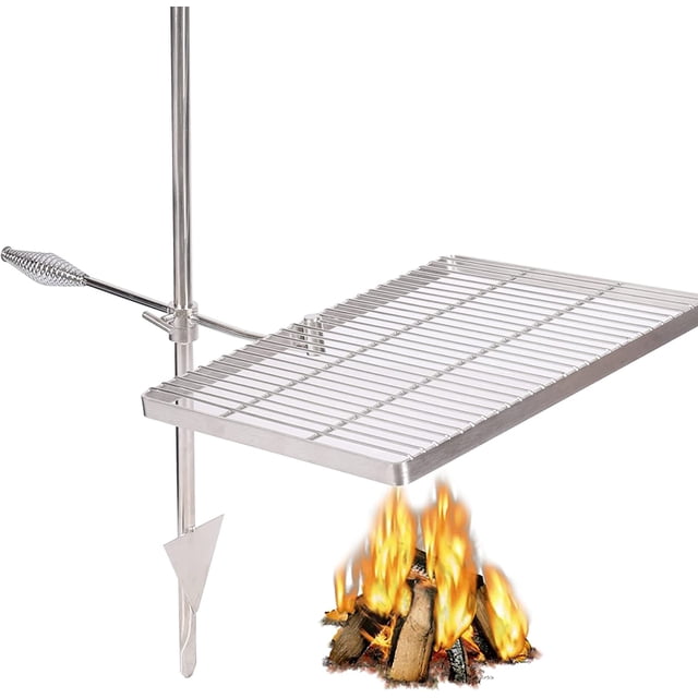 Lineslife Stainless Swivel Campfire Grill Grate, Heavy Duty Fire Pit ...