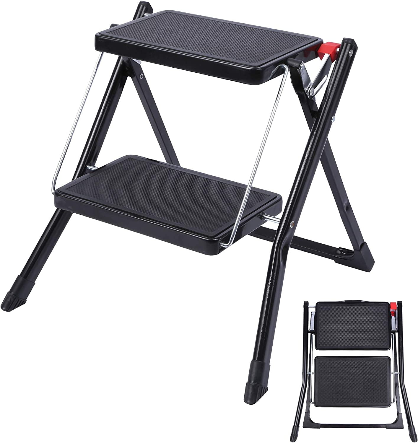 Lineslife Step Ladder 2 Step Folding, Lightweight Portable Small 2 Step ...